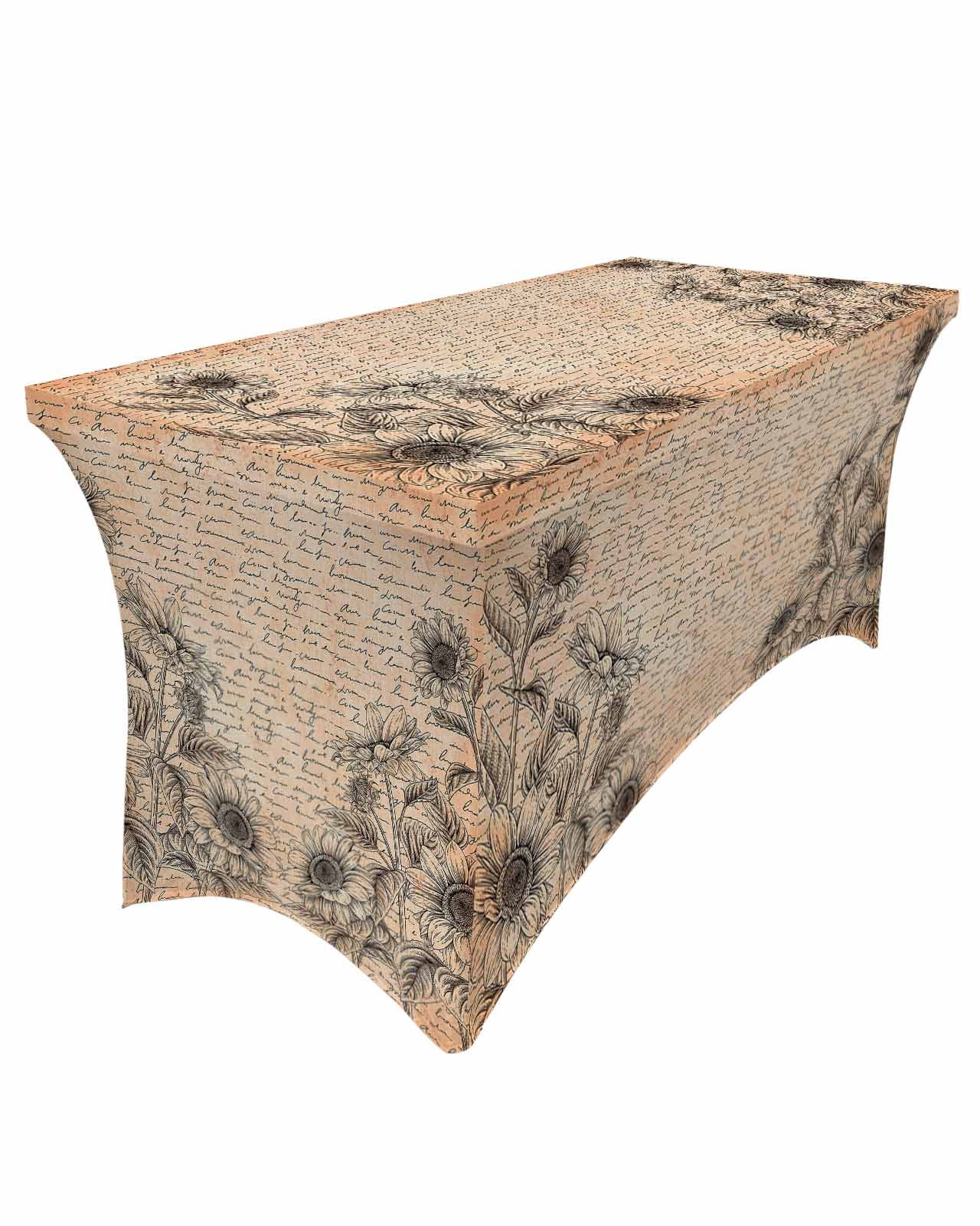 Floral Daisy Retro Minimalist Elastic Table Skirt Wedding Hotel ...