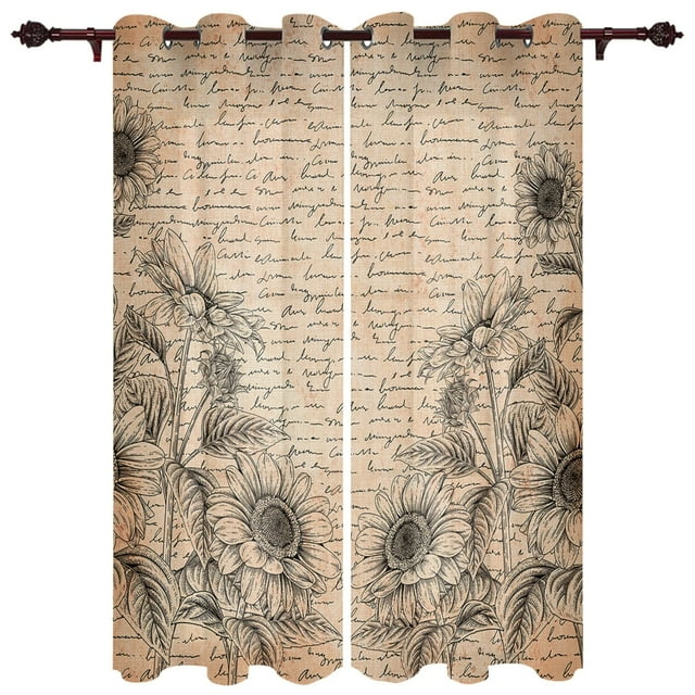 Floral Daisy Retro Minimalist Modern Window Curtains for Living Room ...