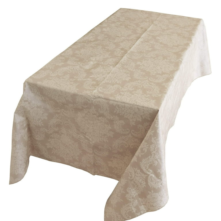 Damask Plastic Table Covers Jacquard Damask Rose Design With Scalloped