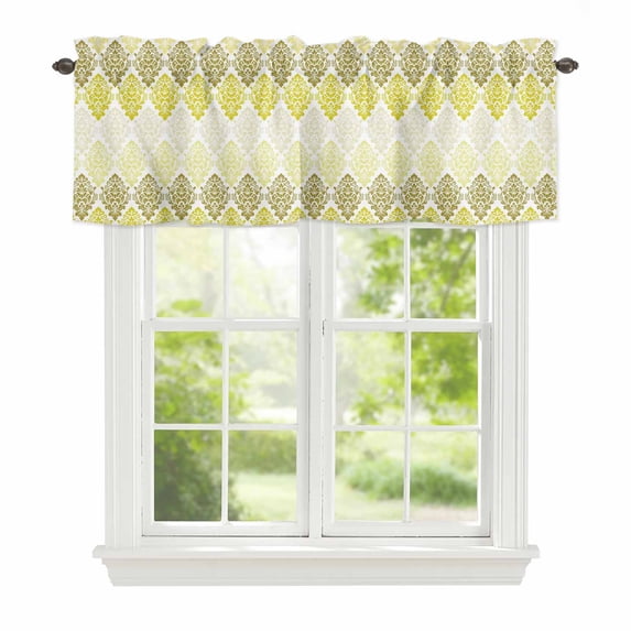 Floral Damask Pattern Window Valance Curtain Gradient Yellow Luxury ...