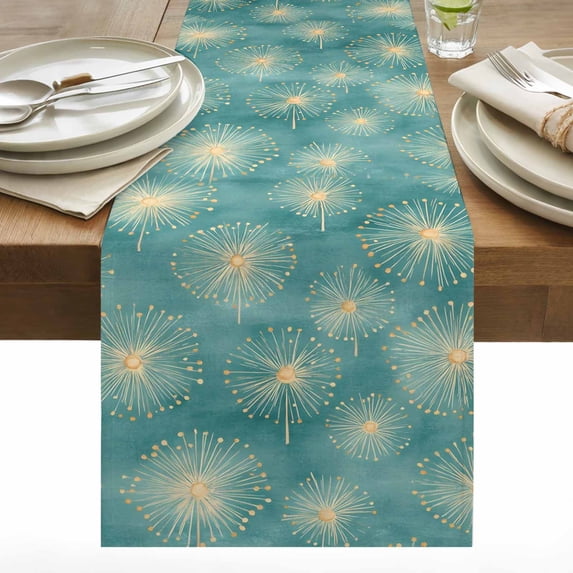Floral Dandelion Cotton Linen Table Runner Rustic Style Botanical ...