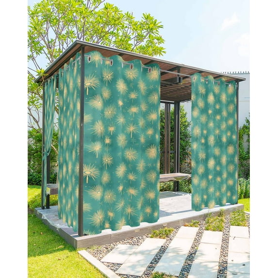 Floral Dandelion Outdoor Curtains for Patio, Farm Flowers Plant Blue ...