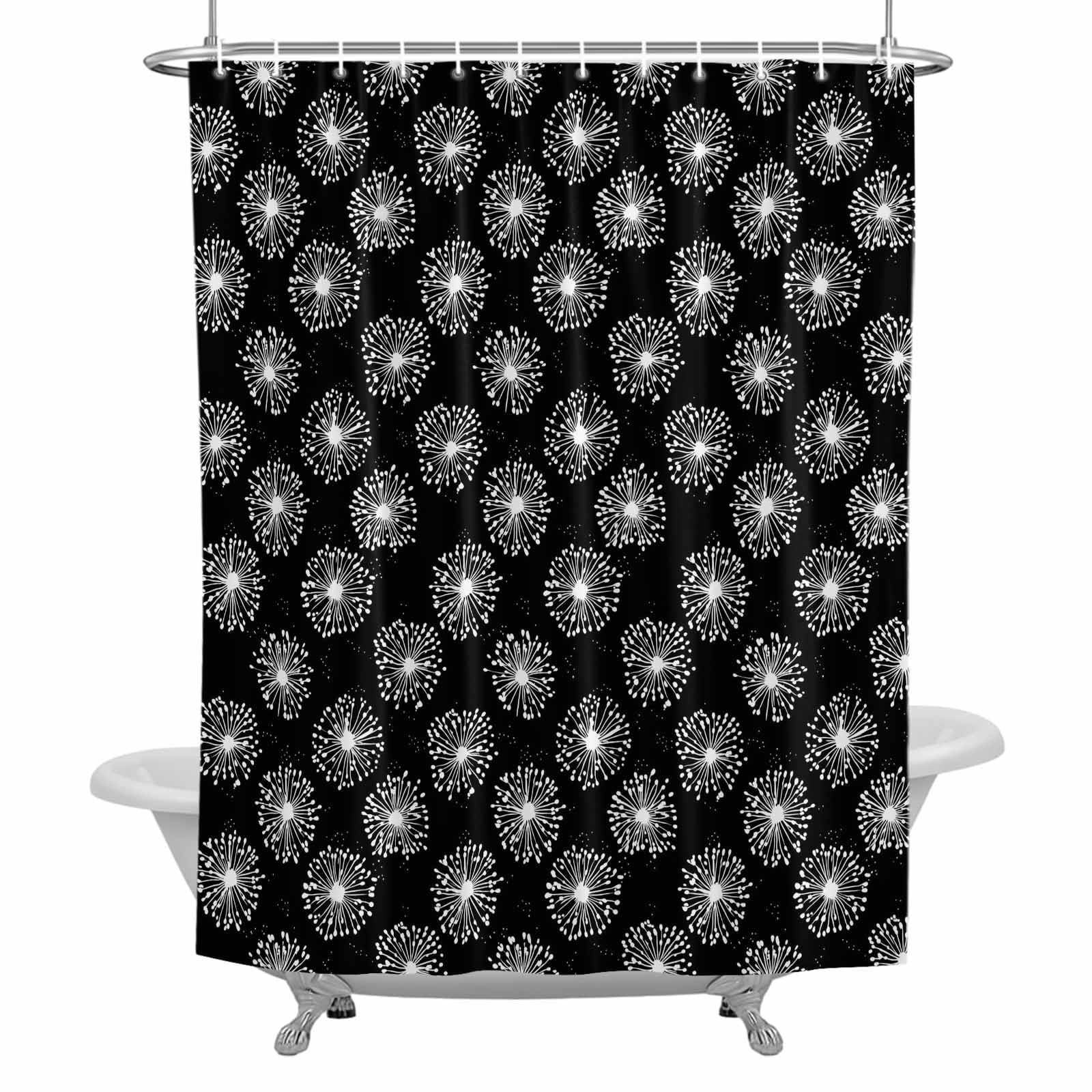 Floral Dandelion Shower Curtain for Bathroom, Farm Flowers Plant Back ...