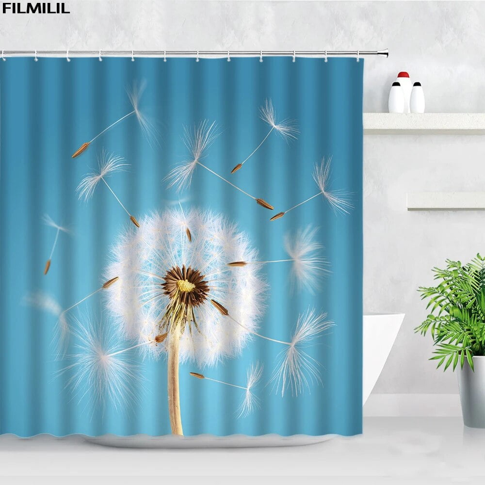 Floral Dandelion Shower Curtains Creativity White Flowers Rural Scenery ...