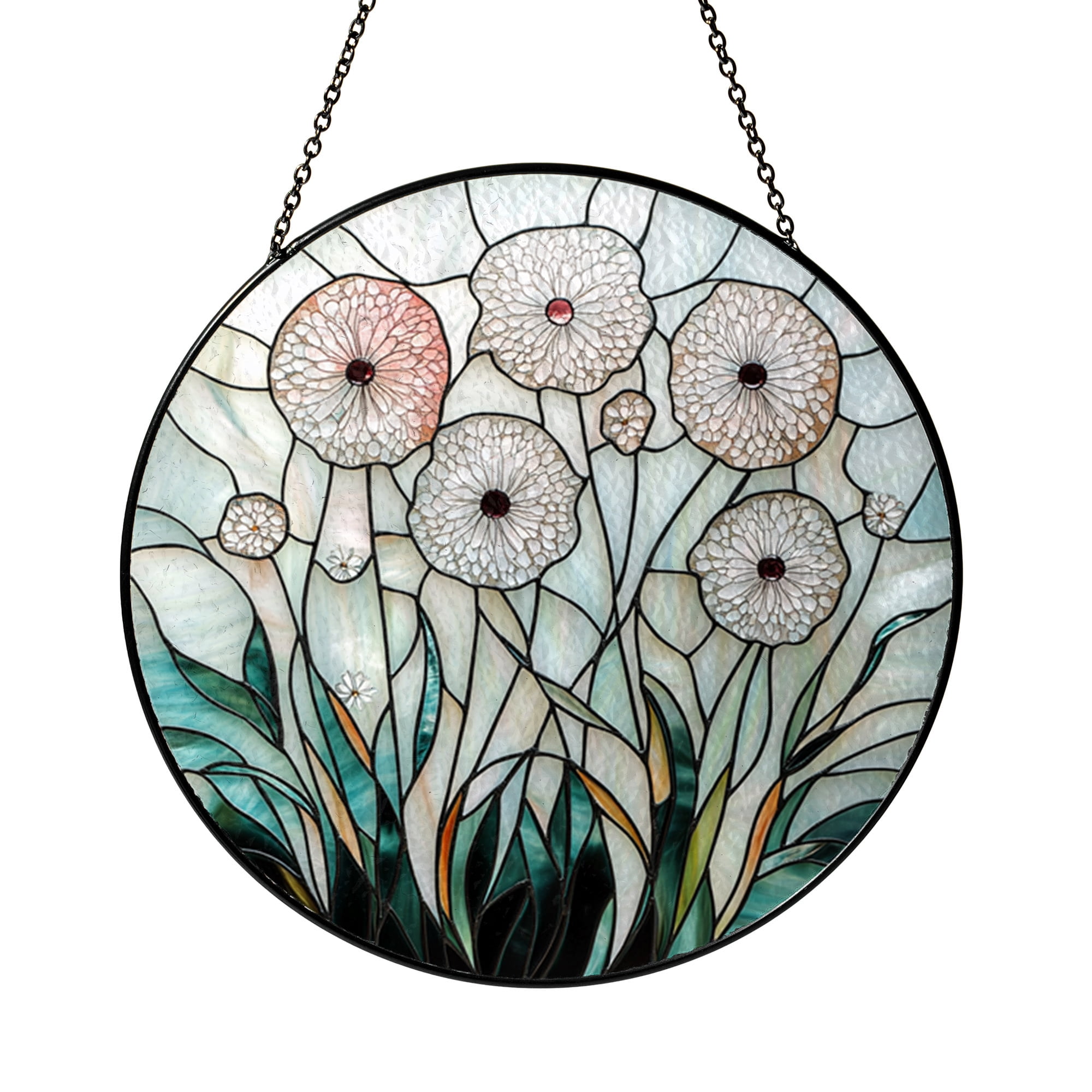 Floral Dandelion Stained Glass Suncatcher – Decorative Window Decor ...