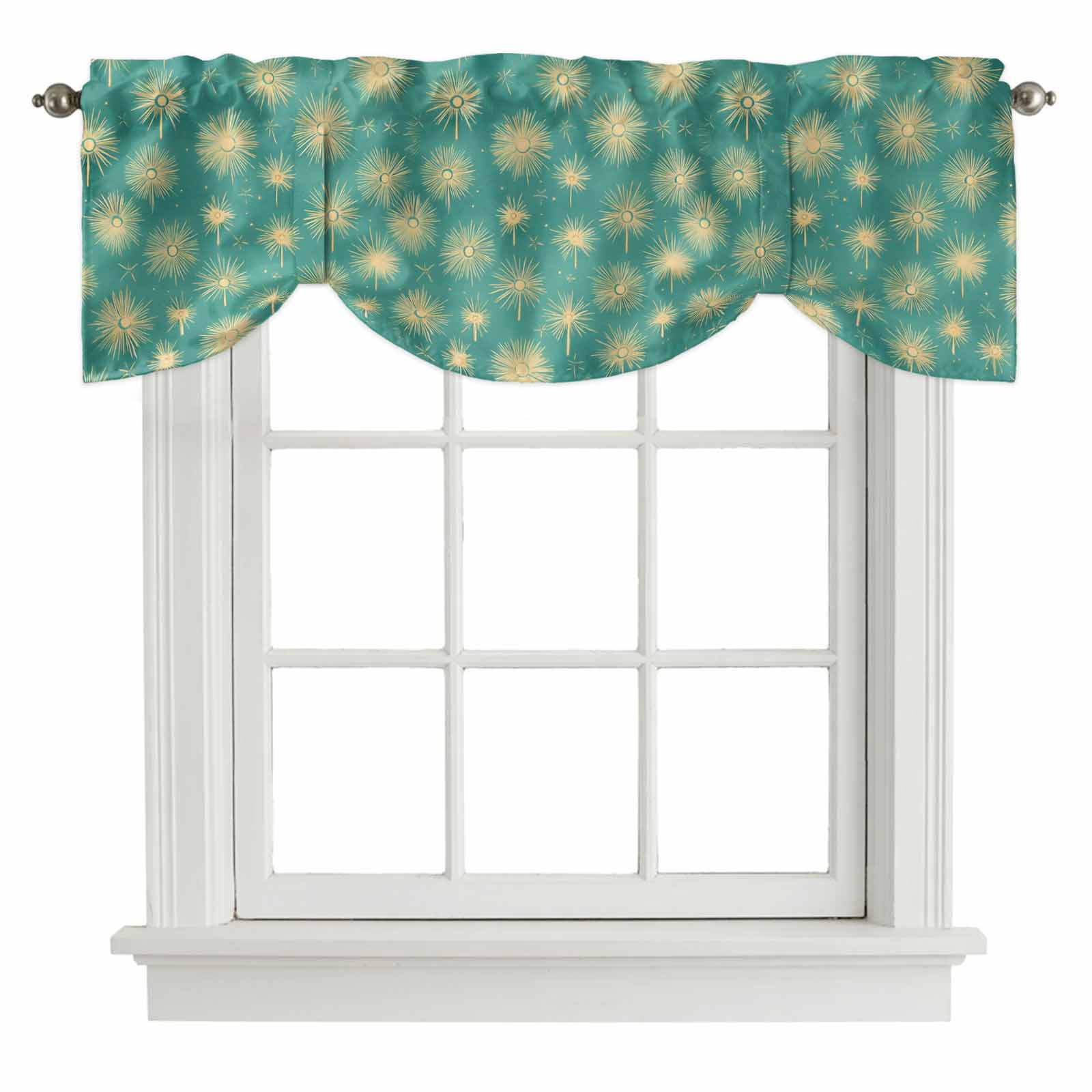Floral Dandelion Tie Up Valance for Windows, Farm Flowers Plant Blue ...