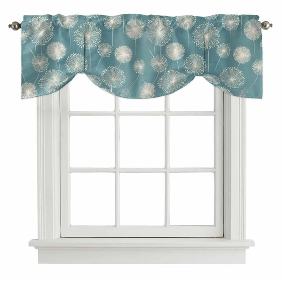 Floral Dandelion Tie Up Valance for Windows, Rustic Style Plant Blue ...