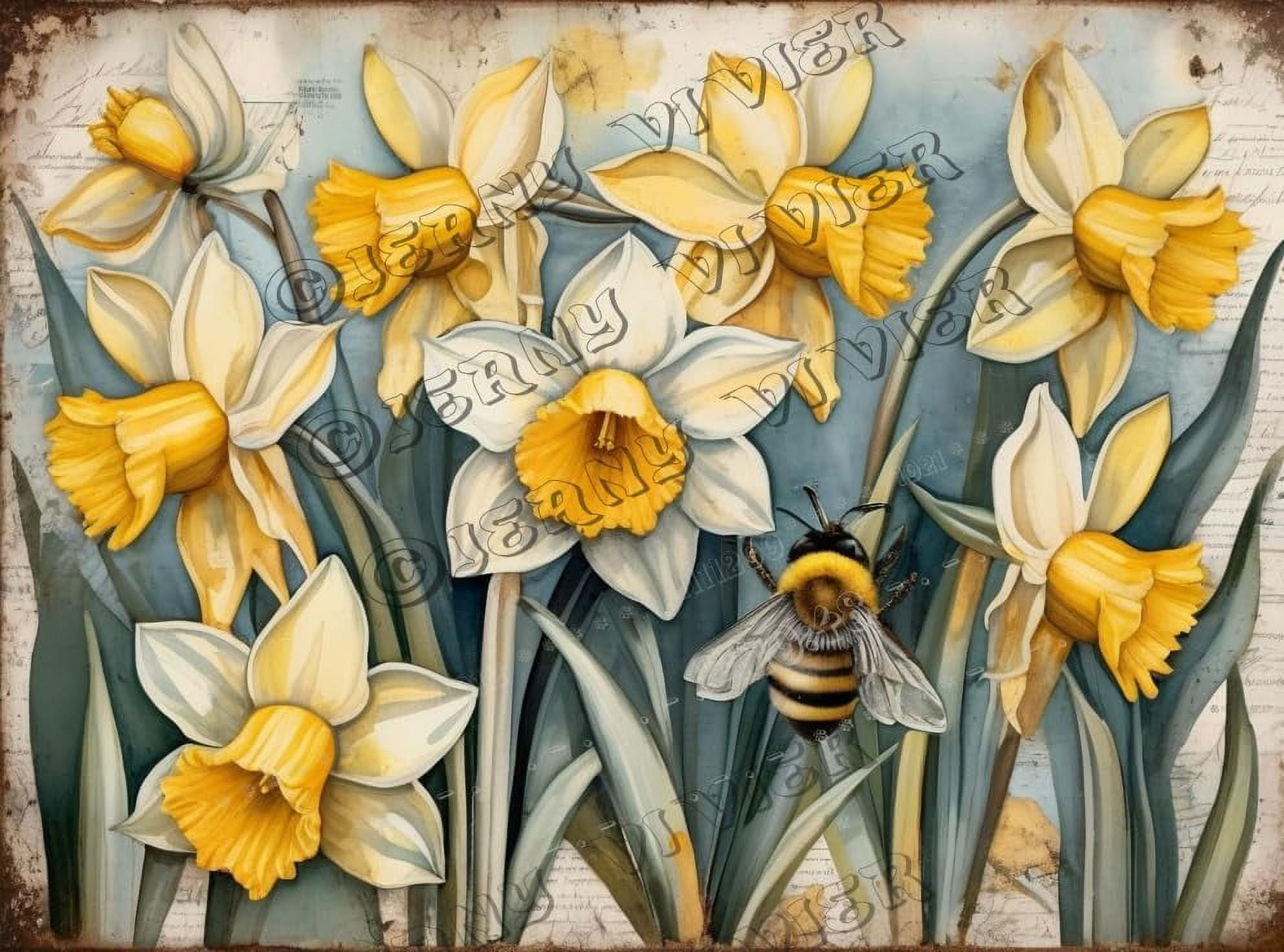 Floral Decor Daffodil Retro Aluminum Sign 5.5x8 IN Metal Tin Sign ...