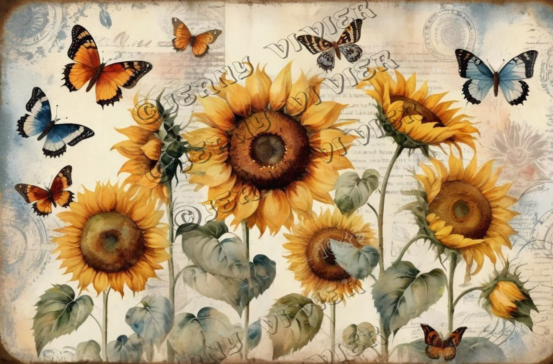Floral Decor Sunflower And Butterfly Retro Aluminum Sign 12x8 IN Metal ...