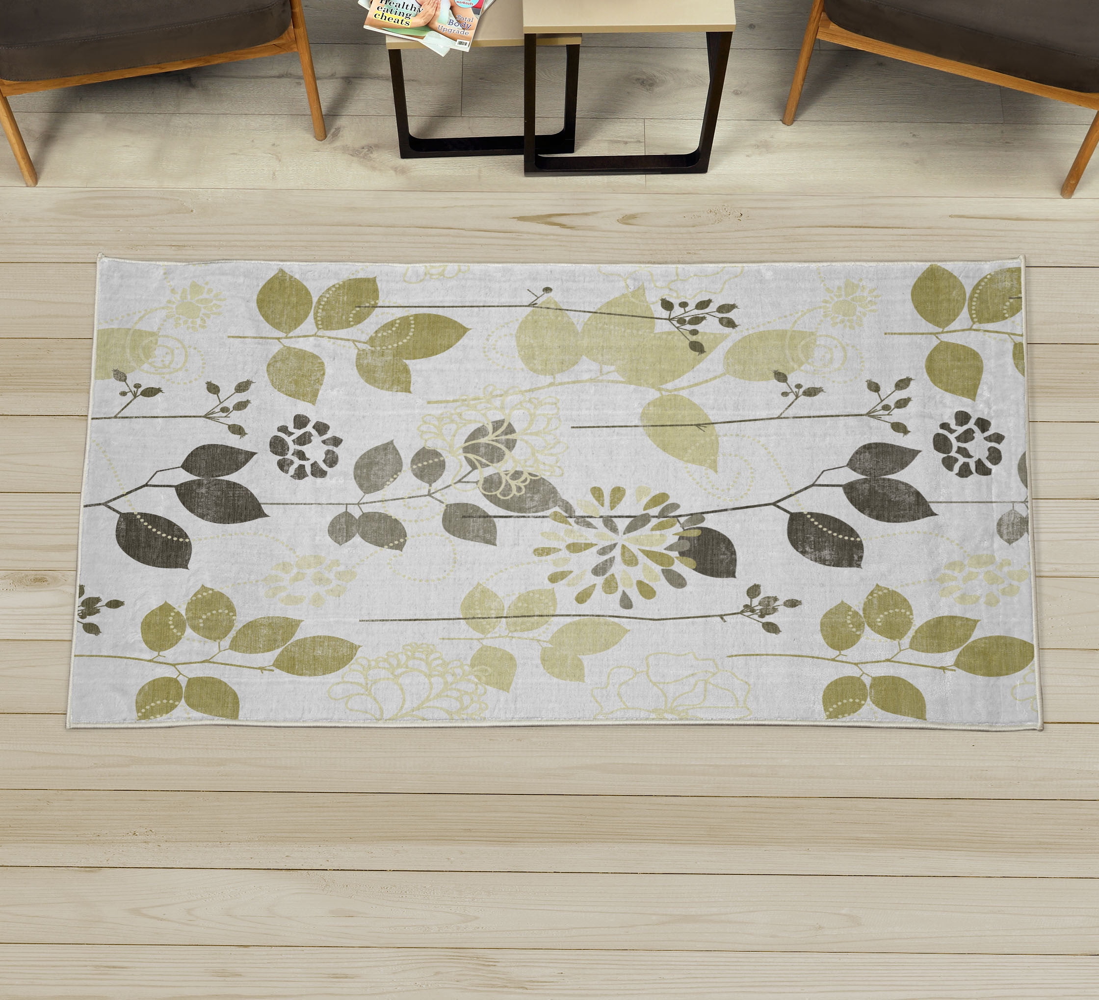 Floral Decorative Rug, Cartoon Style Arrangement of Fresh Spring ...