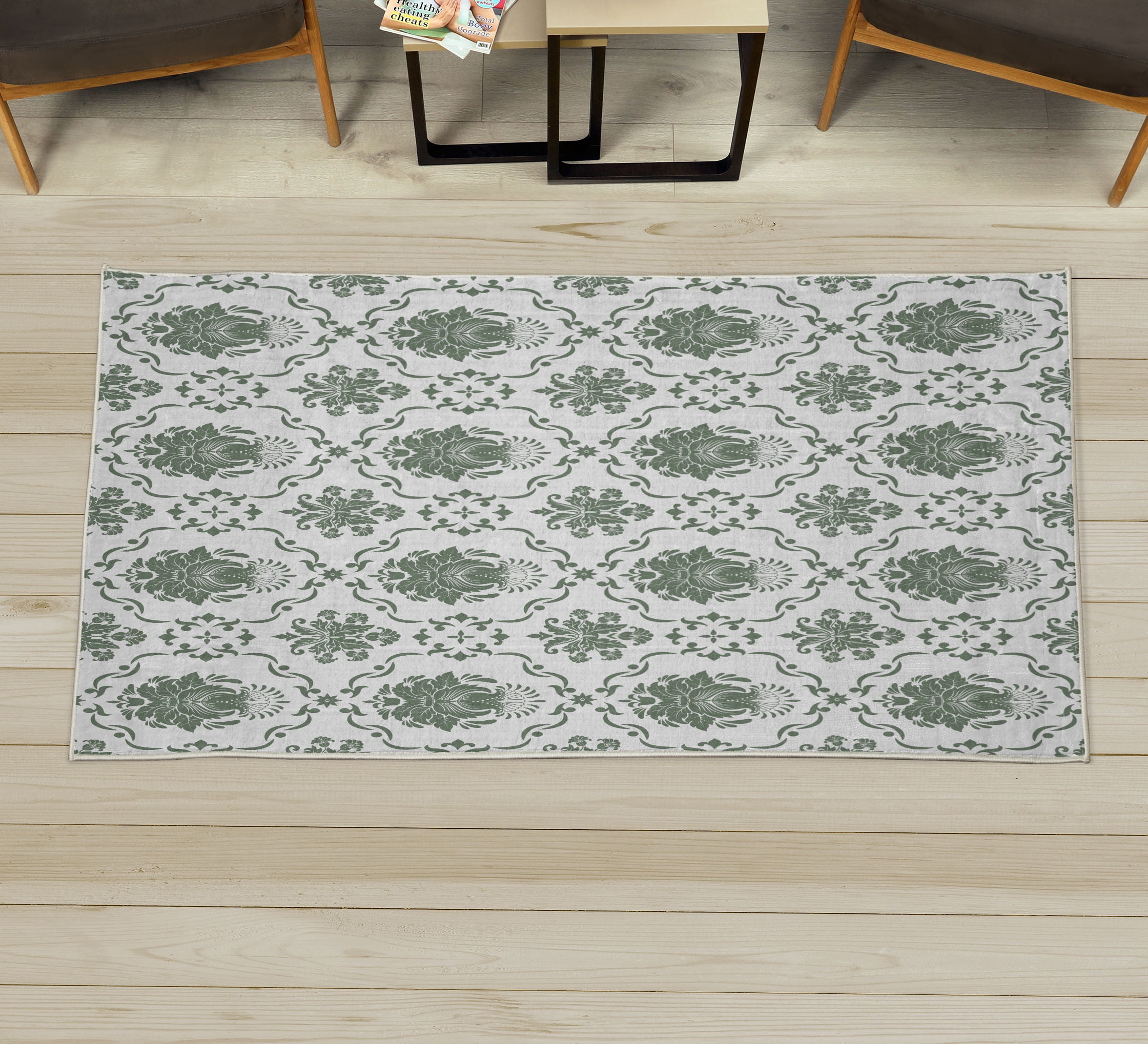 Floral Decorative Rug, Classic Victorian Floral Patterns Tulips ...