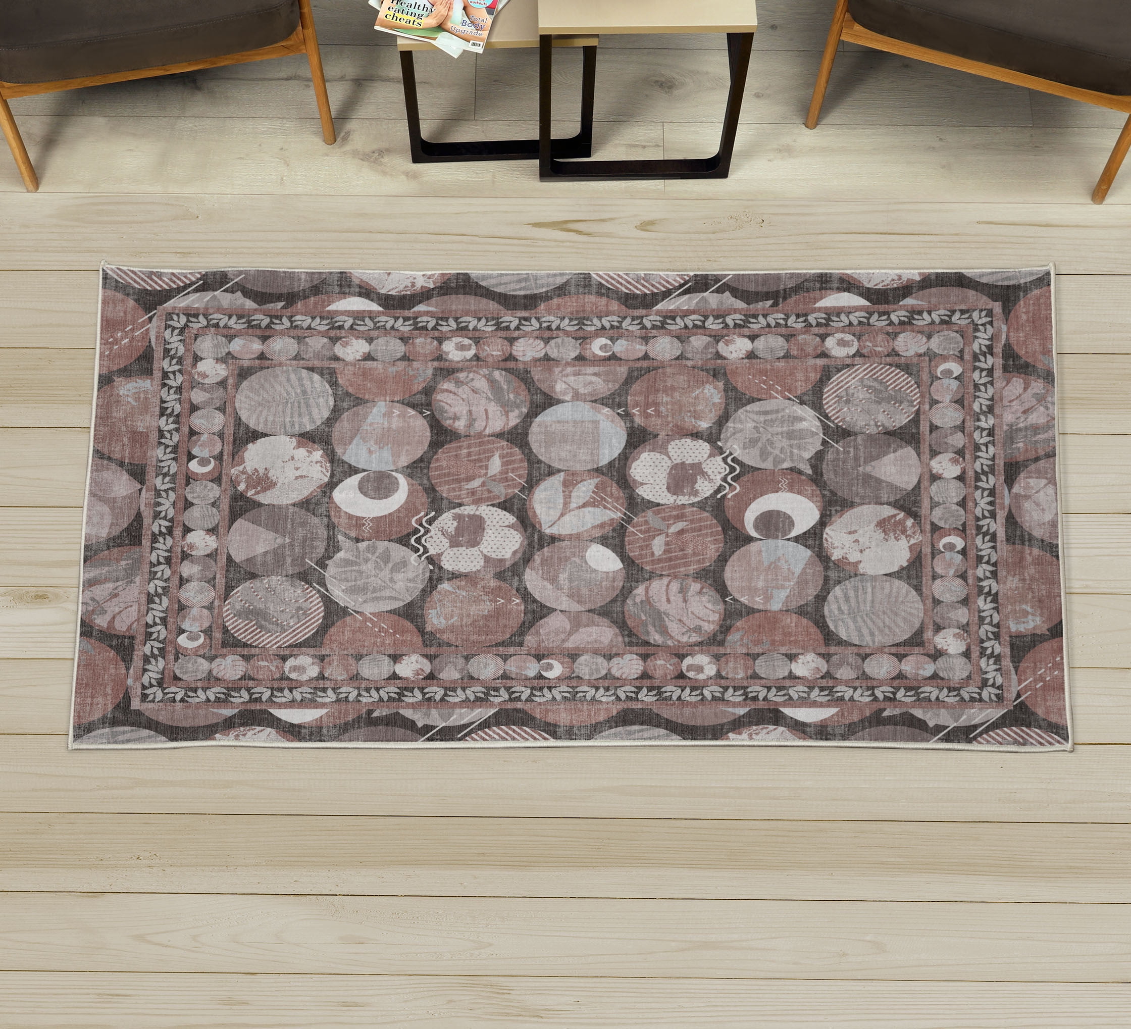 Floral Decorative Rug, Colorful Pastel Rounds with Exotic Tropical ...