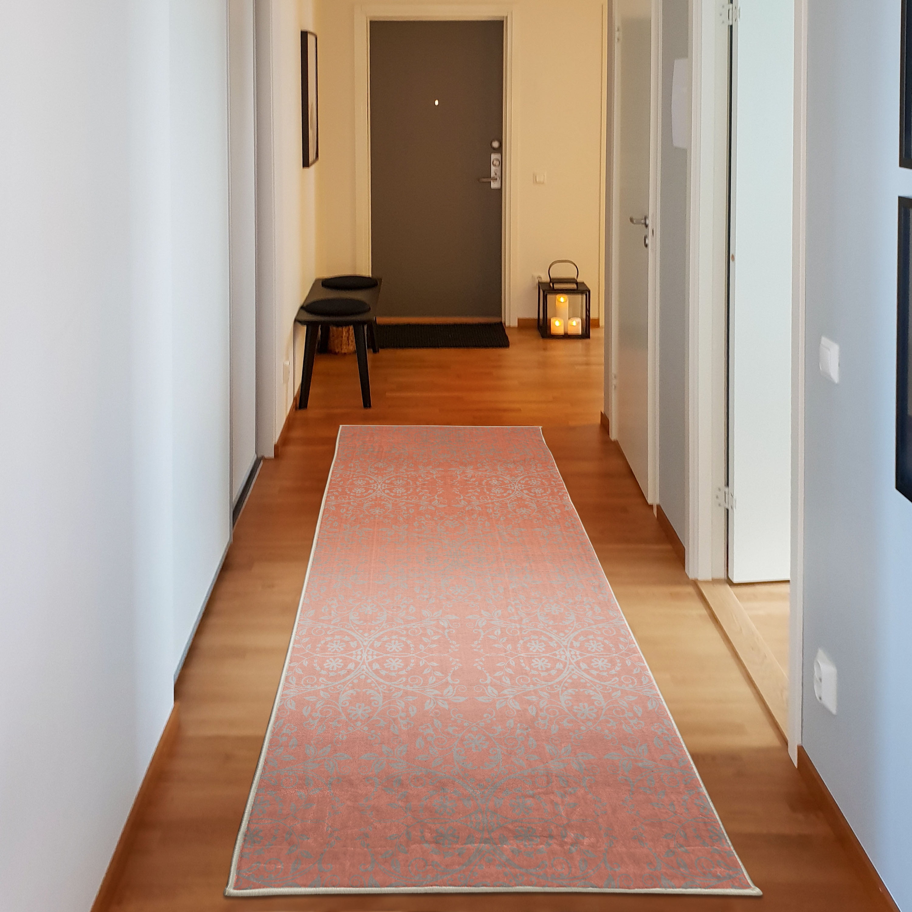 Floral Decorative Rug, Victorian Lace Flowers and Leaves Retro ...