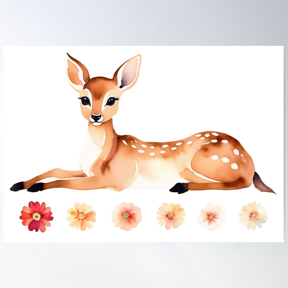 Floral Deer Poster Wall Art, Modern Wall Decor For Living Room Bedroom ...