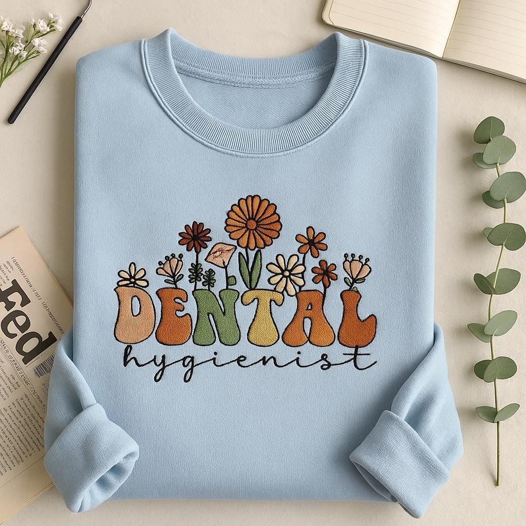Floral Dental Hygienist Sweatshirt: Embroidered Dentist Gift - Walmart.com