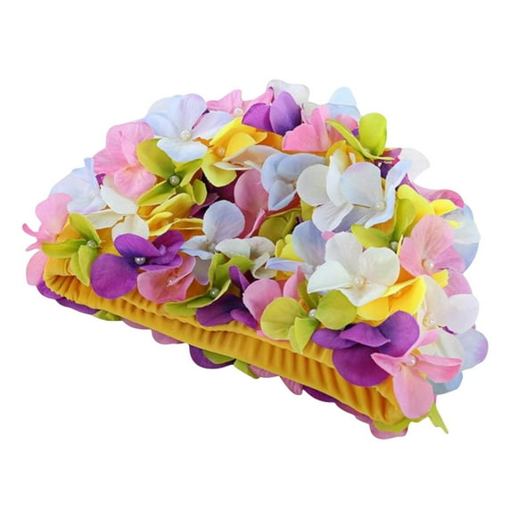 Floral Design 3D Petal Swim Cap for Women and Girls Comfortable Bathing ...