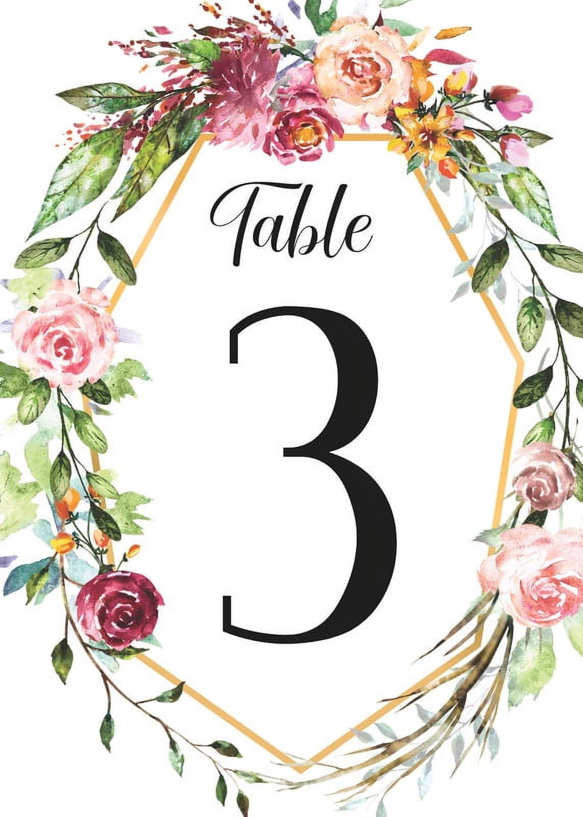Floral Design 41 Pieces Wedding Table Numbers Cardss 1-40 Double Sided ...