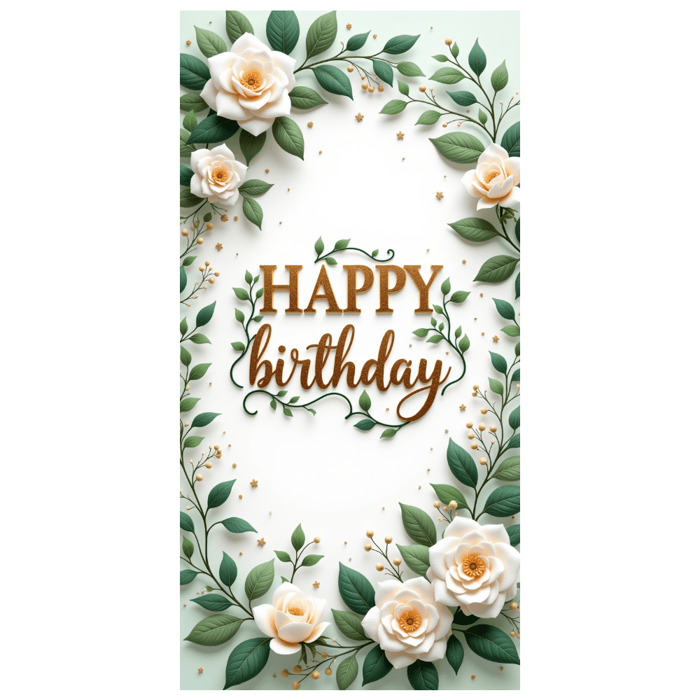 Floral Design Banner Decorative Flowers Elegant Backdrop for Birthday ...