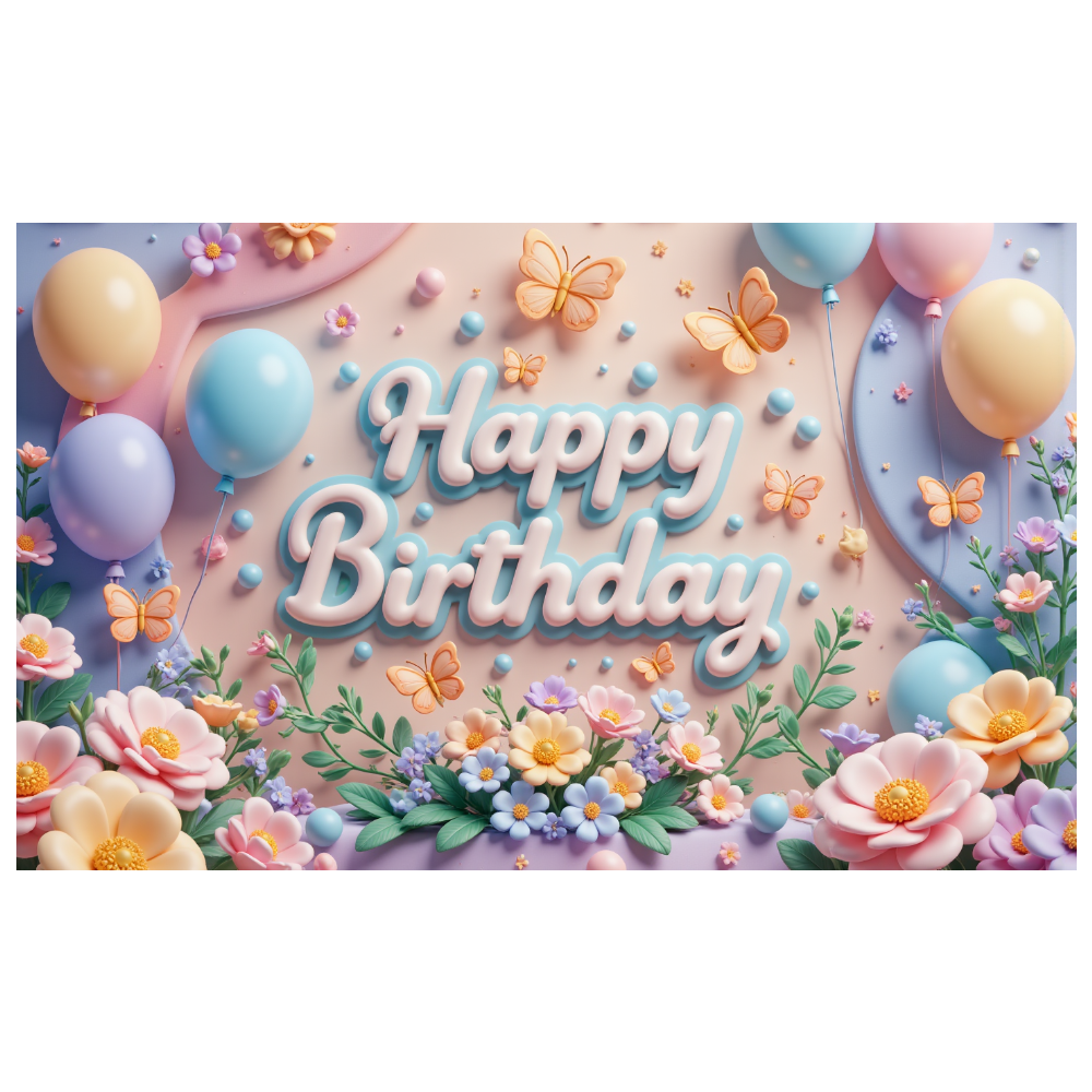 Floral Design Banner Pastel Colors Birthday Party Decorative for ...