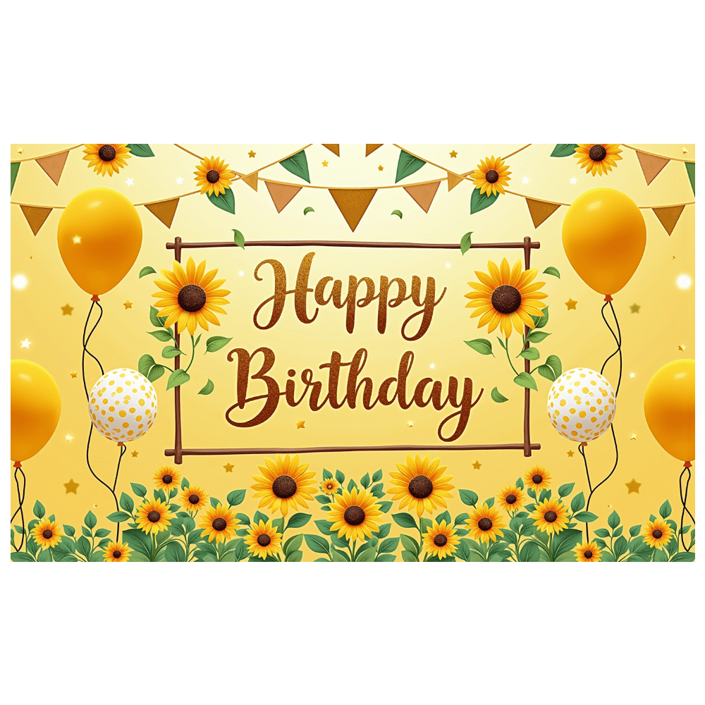 Floral Design Birthday Banner Sunflower Theme Decorative Elements ...