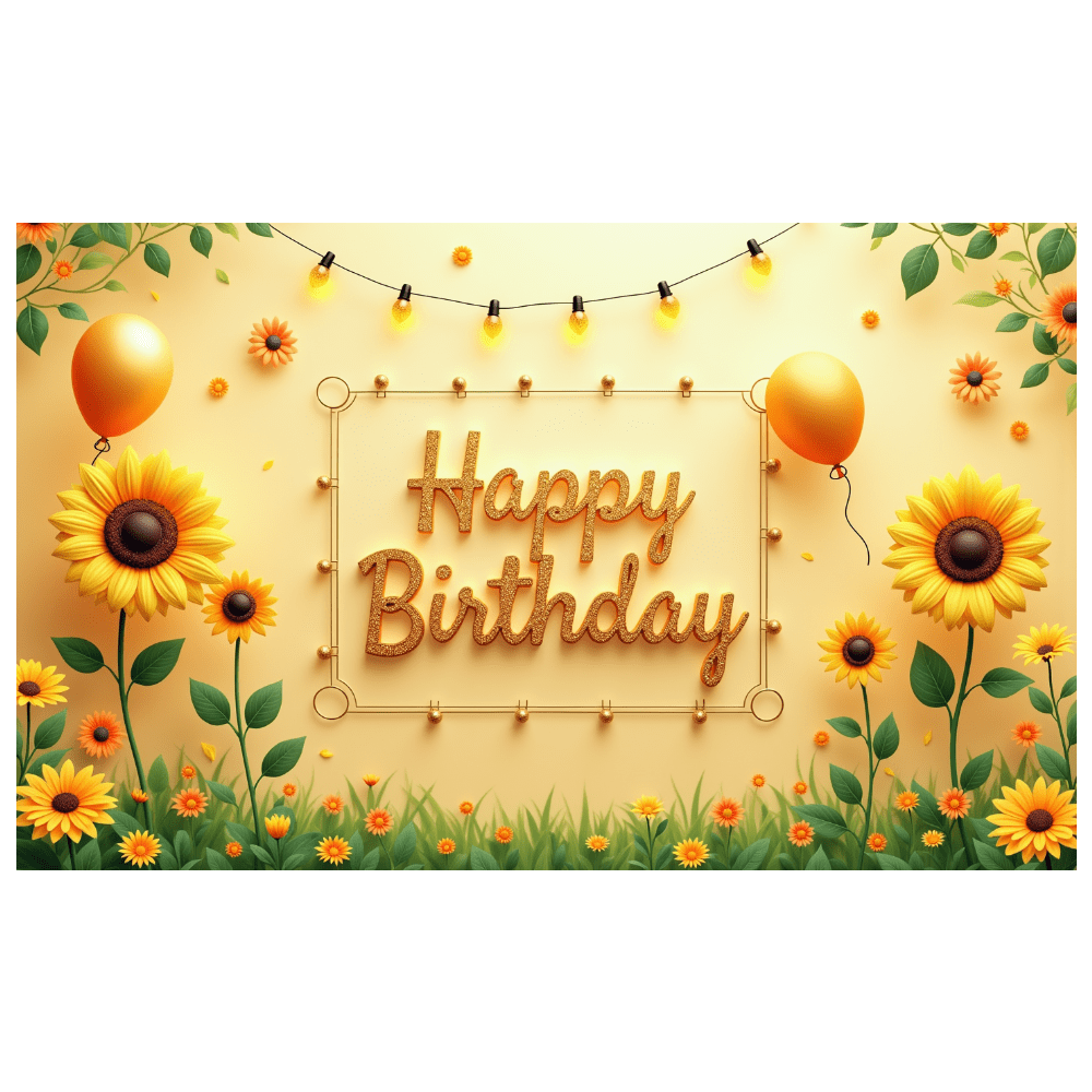 Floral Design Birthday Banner Sunflower Theme Decorative Lights for ...