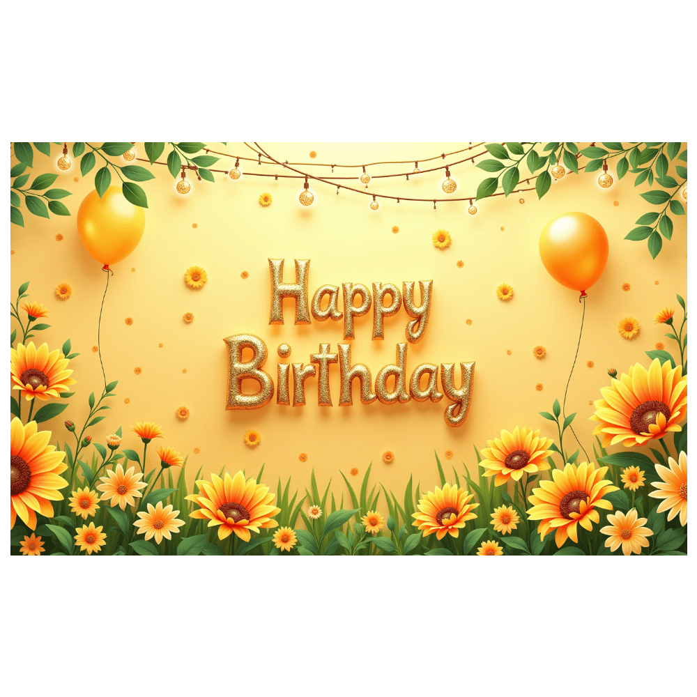 Floral Design Birthday Banner Sunflower Theme Decorative Lights for ...