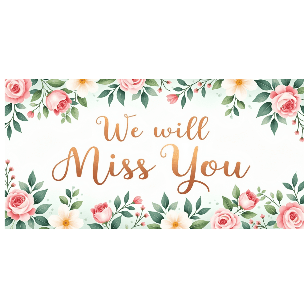 Floral Design Farewell Banner Elegant Style We Will Miss You Goodbye ...