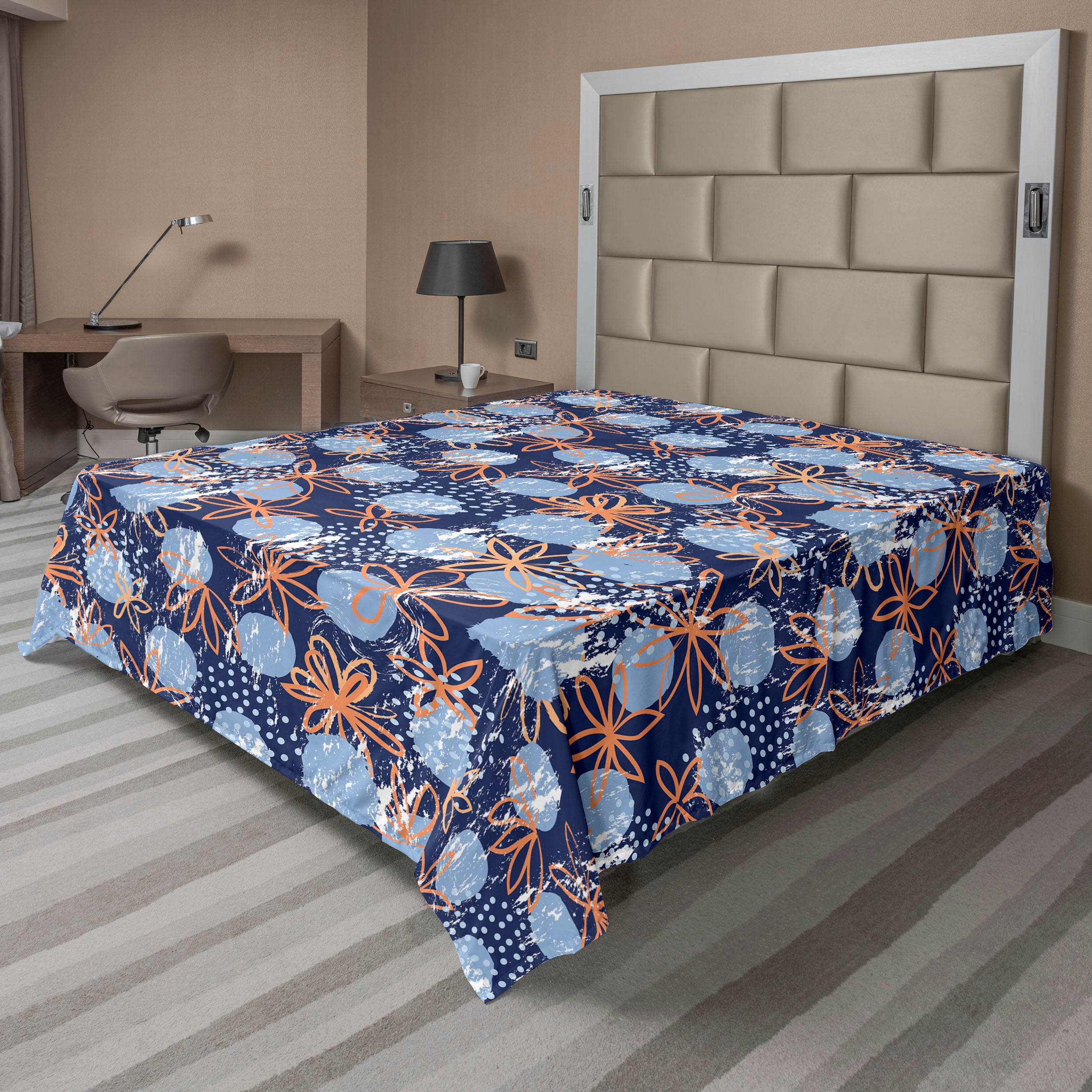 Ambesonne Floral Design Flat Bedding Sheet Soft Top Sheet, Grungy ...