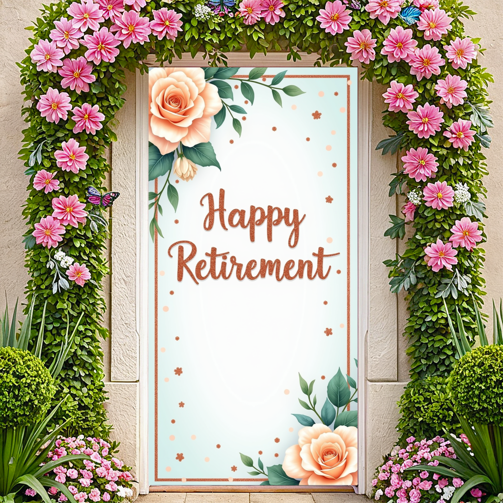 Floral Design Happy Retirement Celebration Banner Decorative Flowers ...