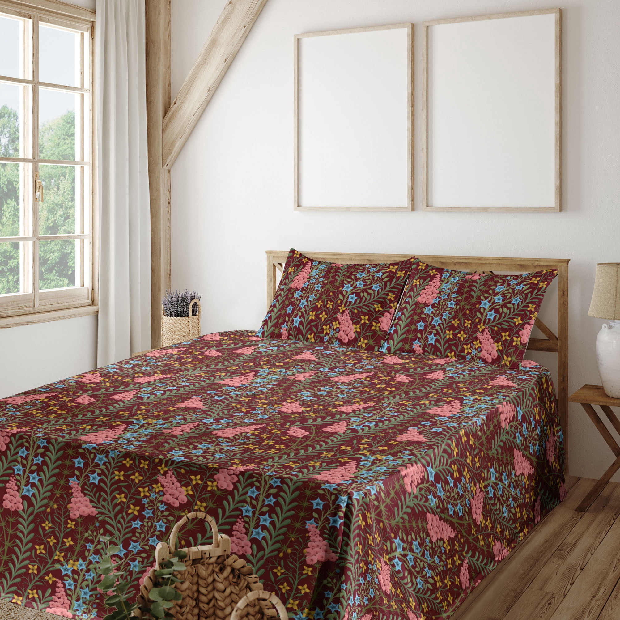 Floral Design Sheet Set, Bohemian Forest Illustration with Flowers ...
