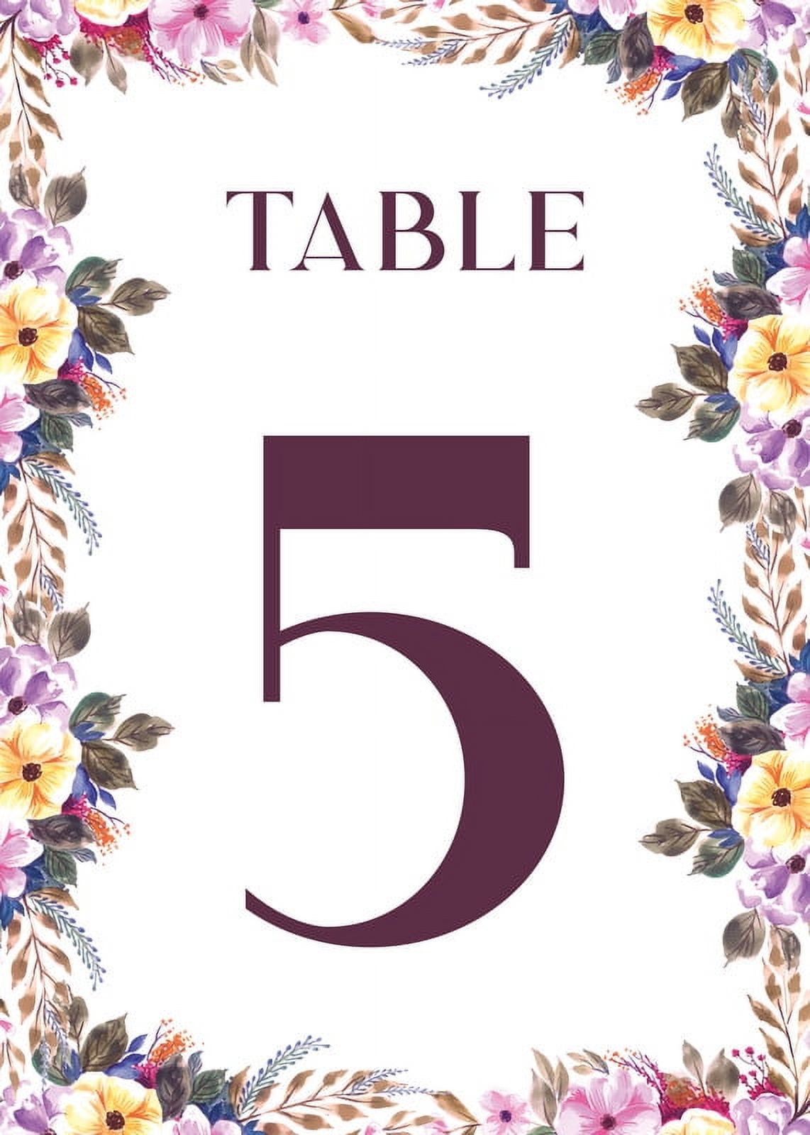 Floral Design Table Number Cards Double Sided Party Table Numbers for ...
