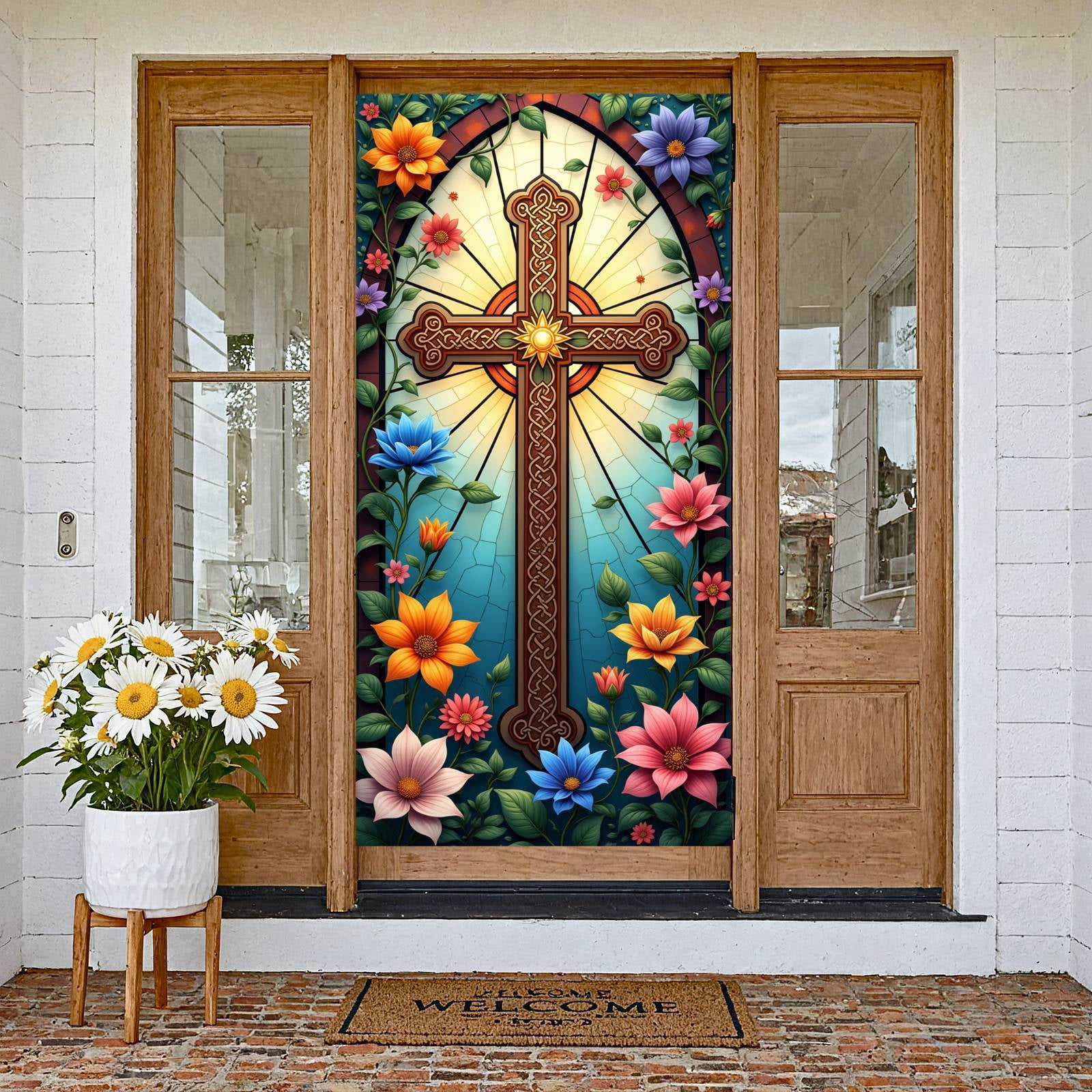 Floral Design Welcome Banner Colorful Flowers Spring Display Green ...