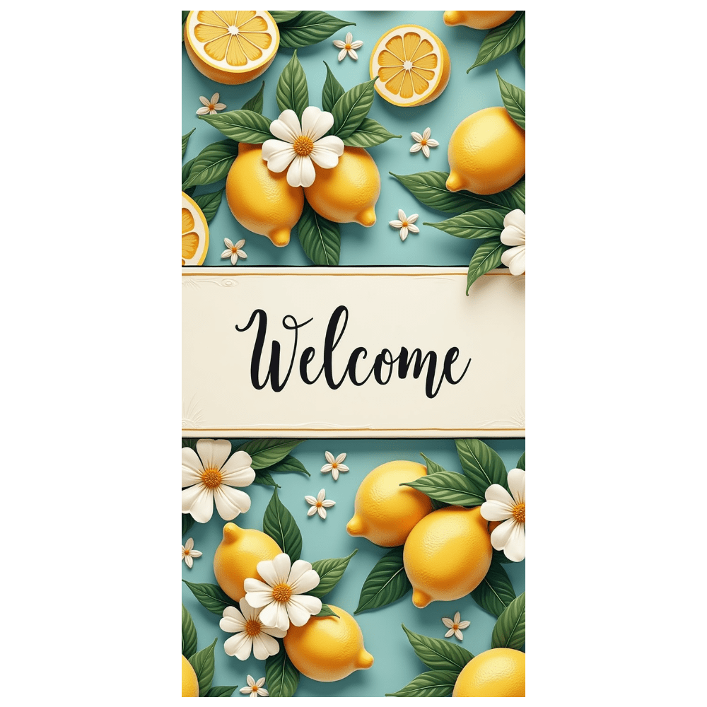 Floral Design Welcome Banner Lemon Pattern Decorative Welcome Sign for ...