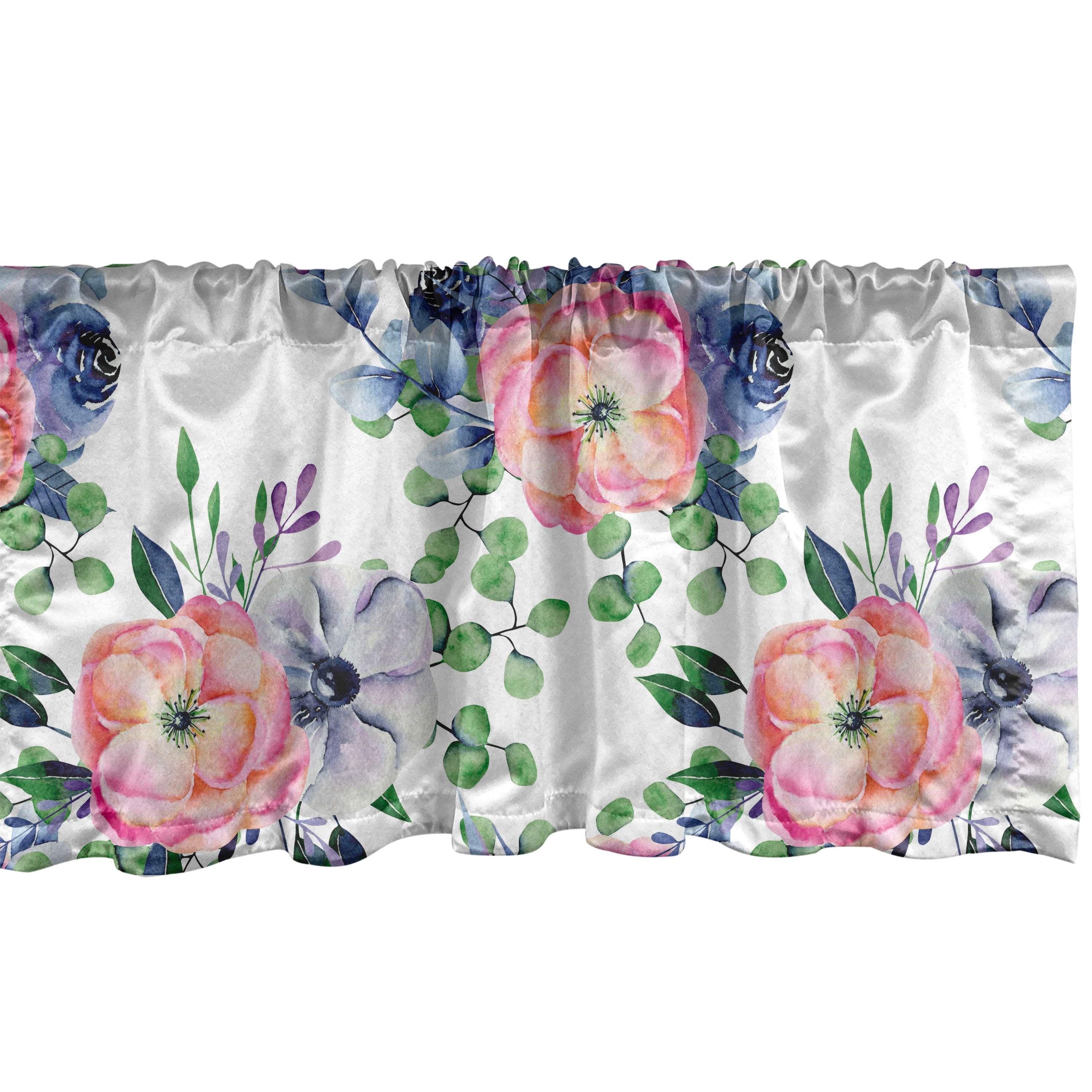 Floral Design Window Valance, Peony and Lilac Pattern with Leaves ...