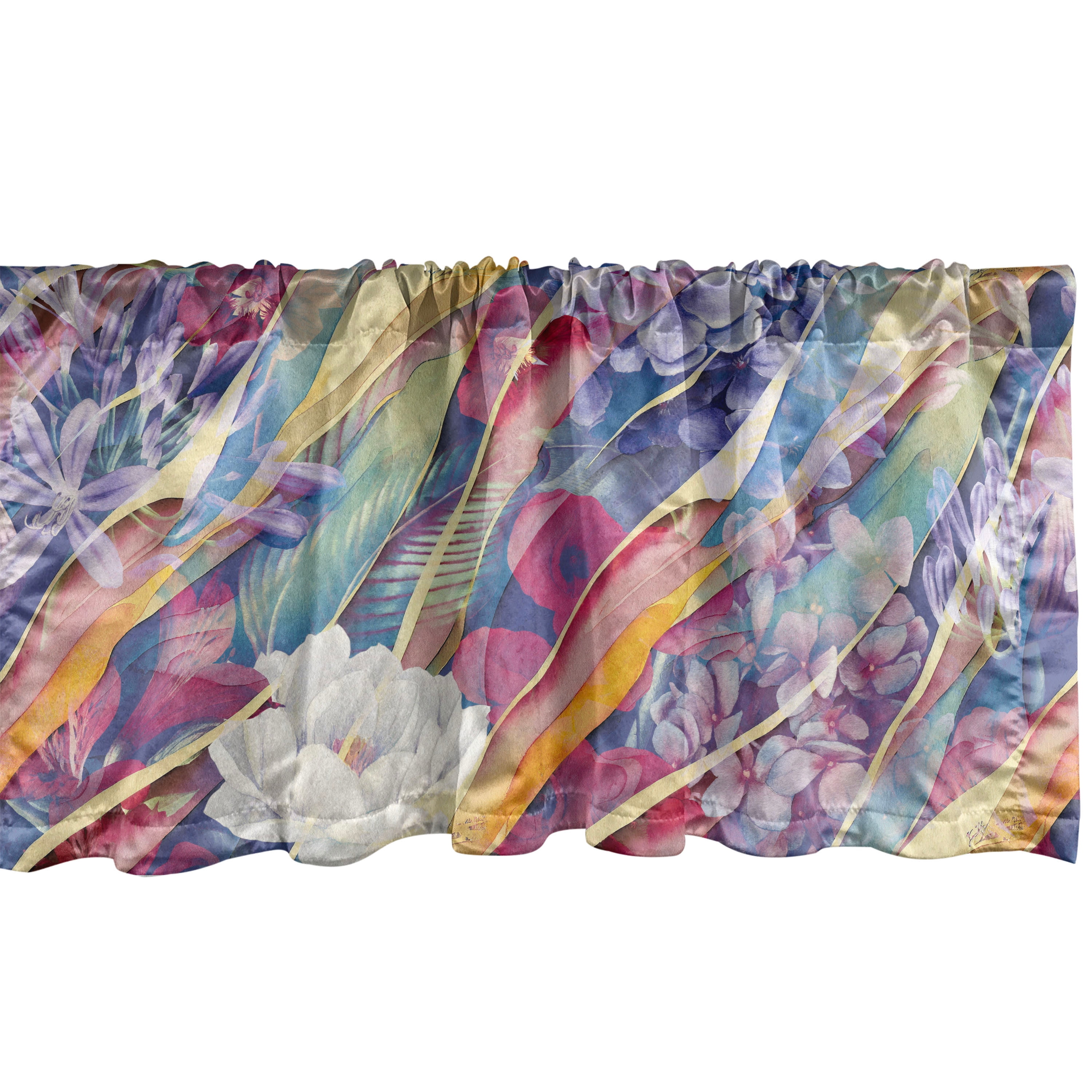 Floral Design Window Valance, Psychedelic Vibes Colorful Design Flowers ...