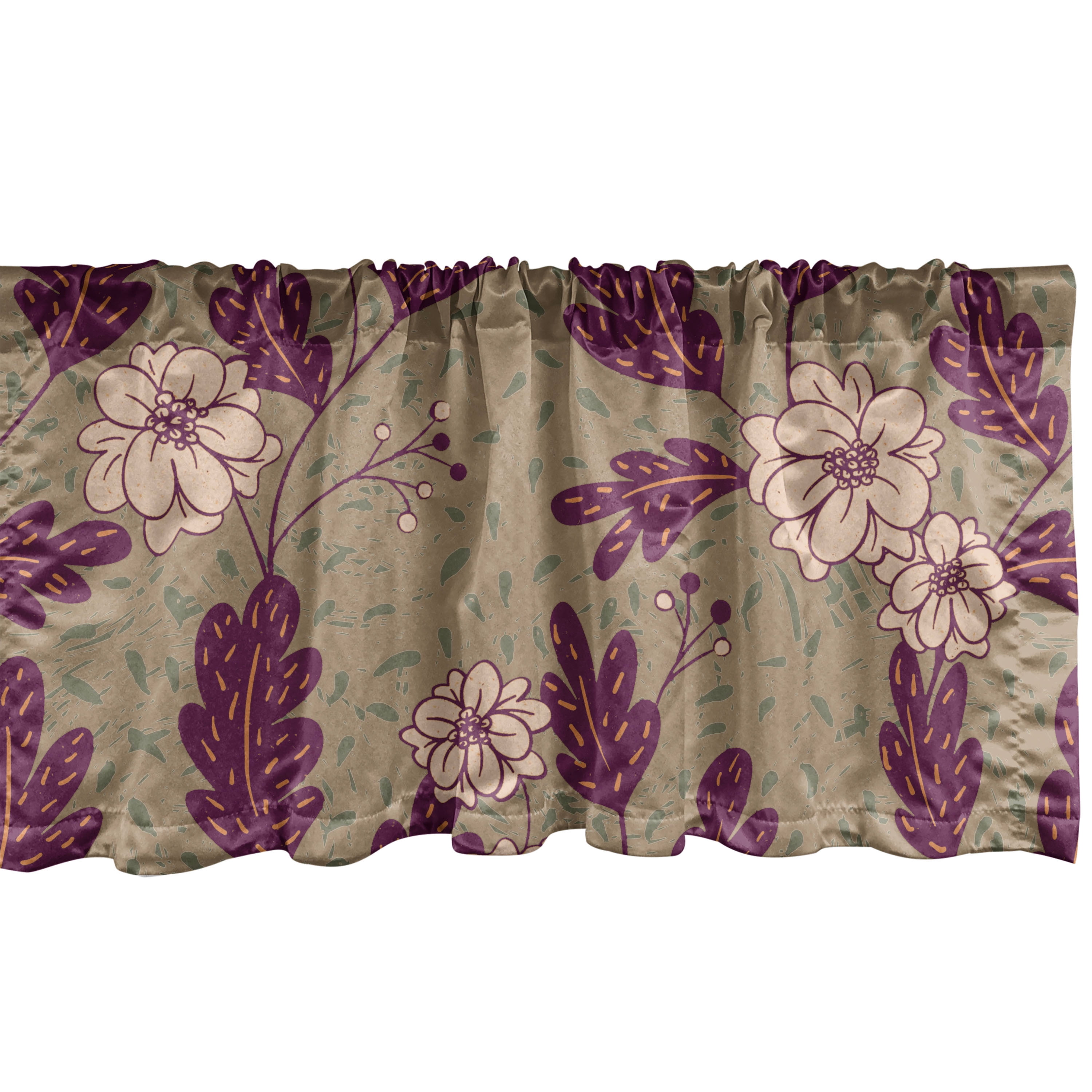 Floral Design Window Valance, Retro Colors Flowers with Delicate Petals ...