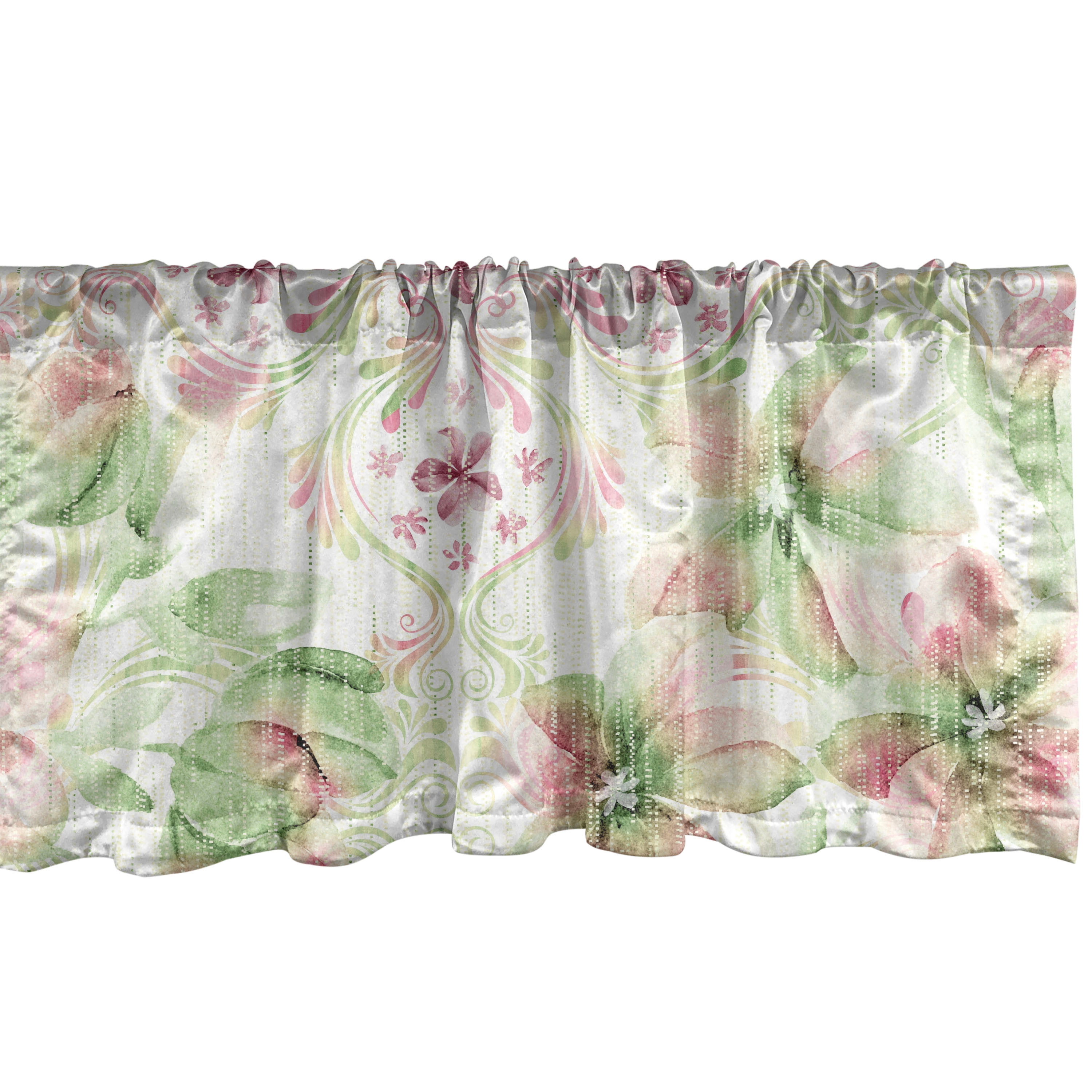 Floral Design Window Valance, Romantic Inspirations Delicate Flowers ...
