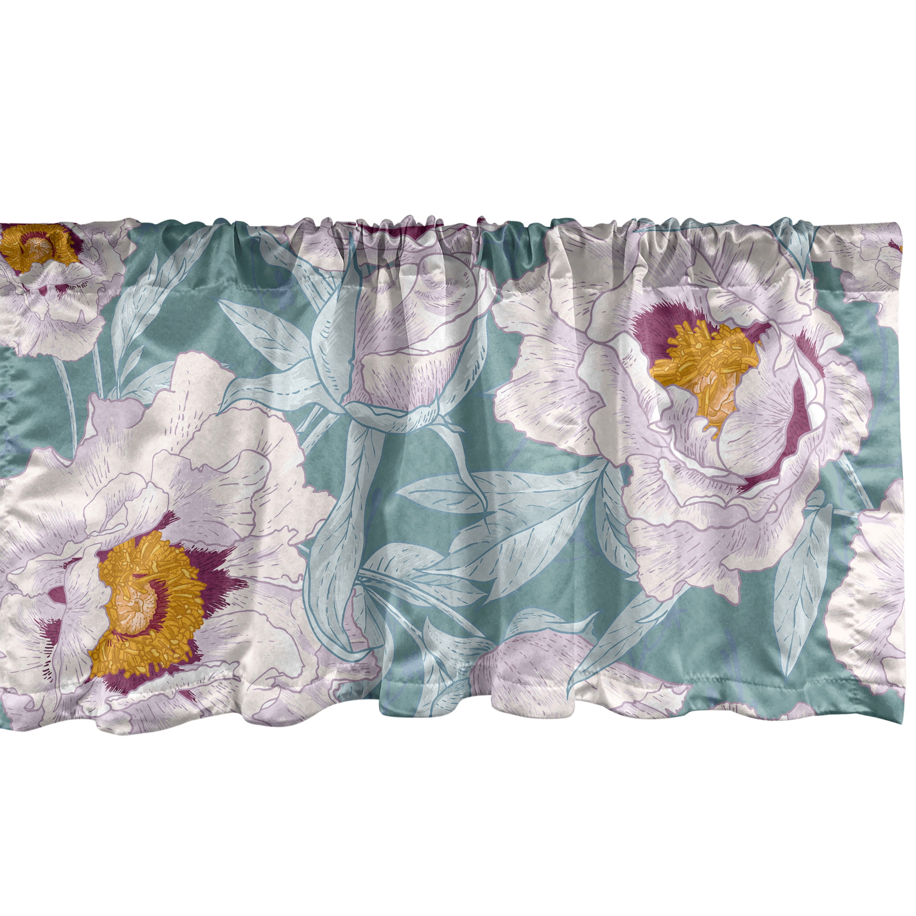 Floral Design Window Valance, Spring Garden Scene Romantic Tropical ...