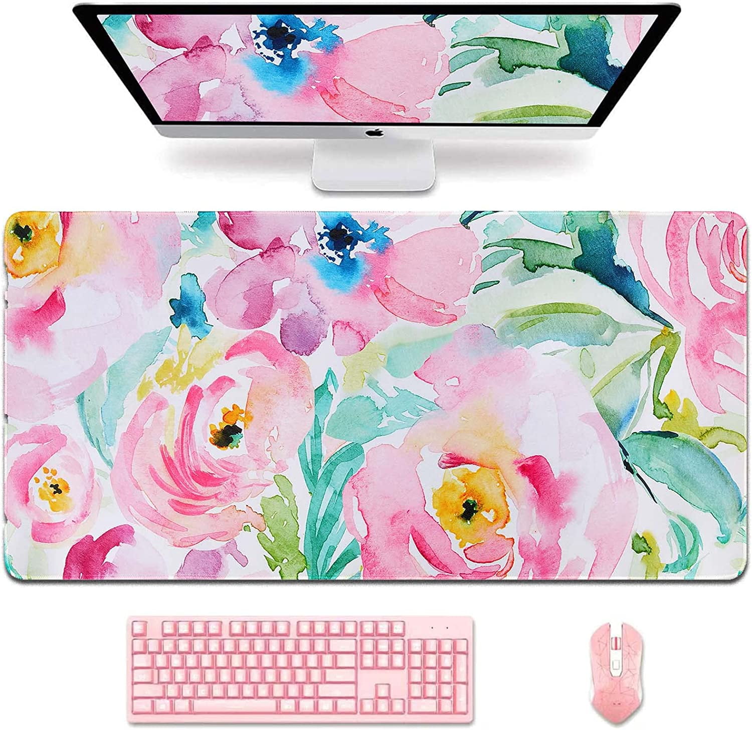 Floral Desk Mat, Extra Large Mouse Pad Gaming, XXL Computer Mousepad ...