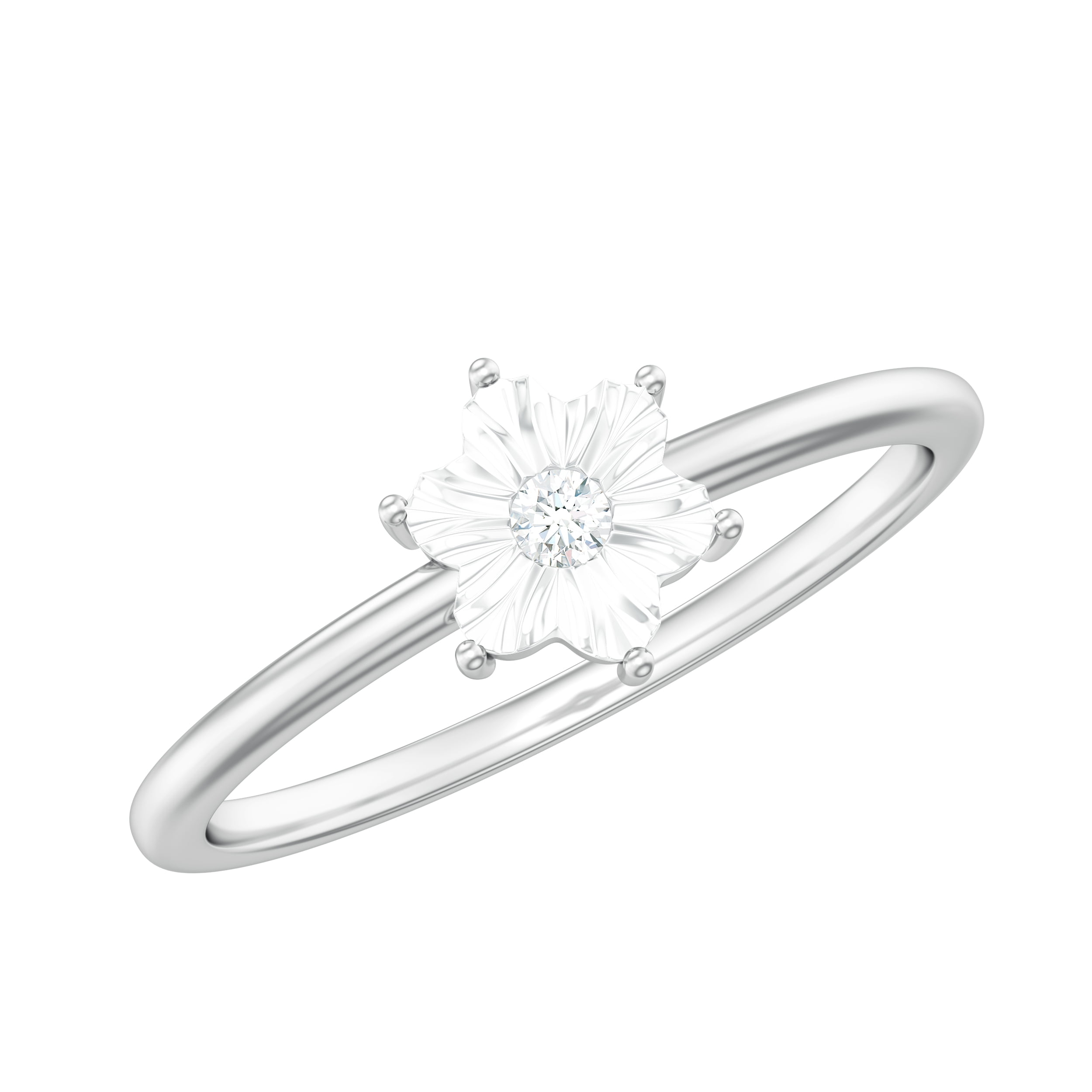 Floral Diamond Miracle Plate Ring (HI-SI Quality, Natural Gemstone ...