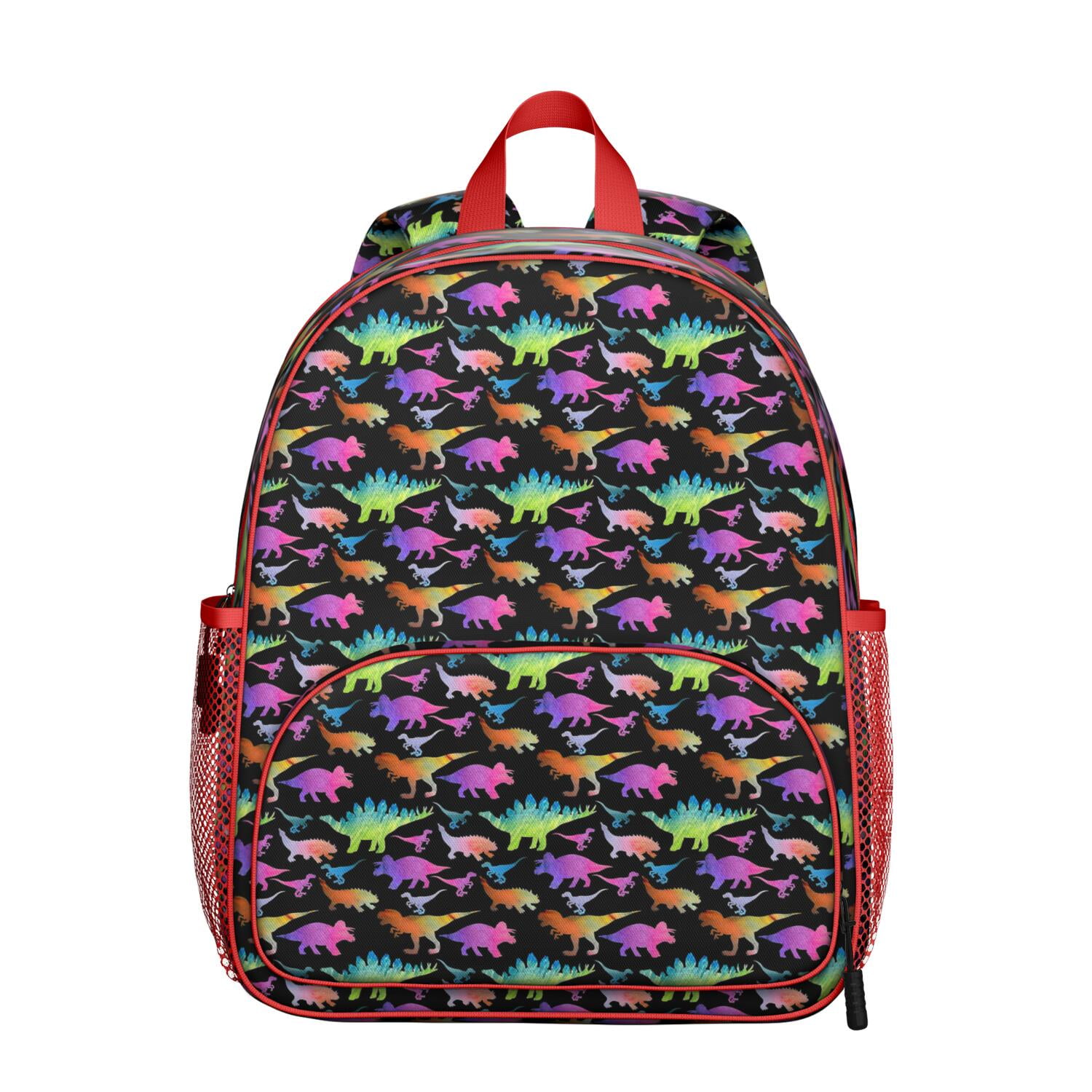 Floral Dinosaur Student Backpack – Watercolor Baby Dino in Garden Print ...