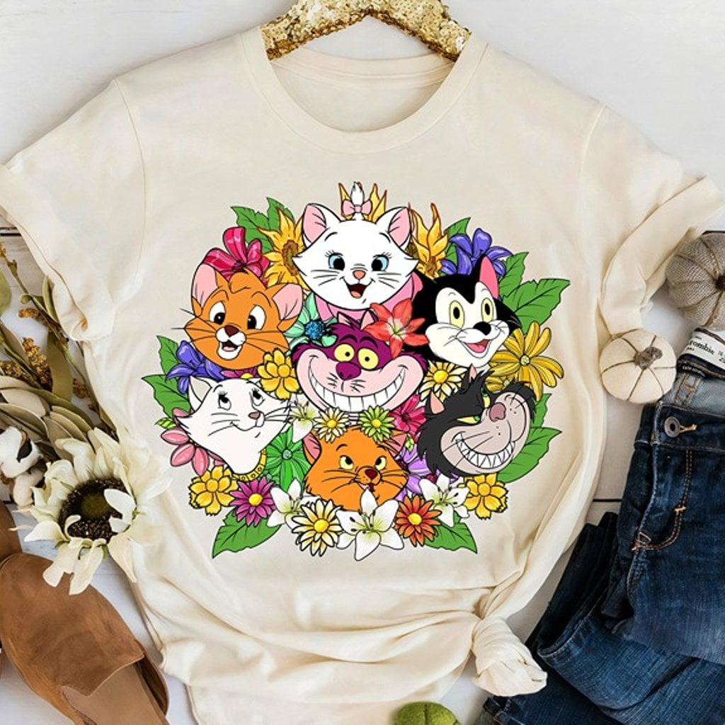 Floral Disney Cats The Aristocats Berlioz Toulouse and Marie Cheshire ...