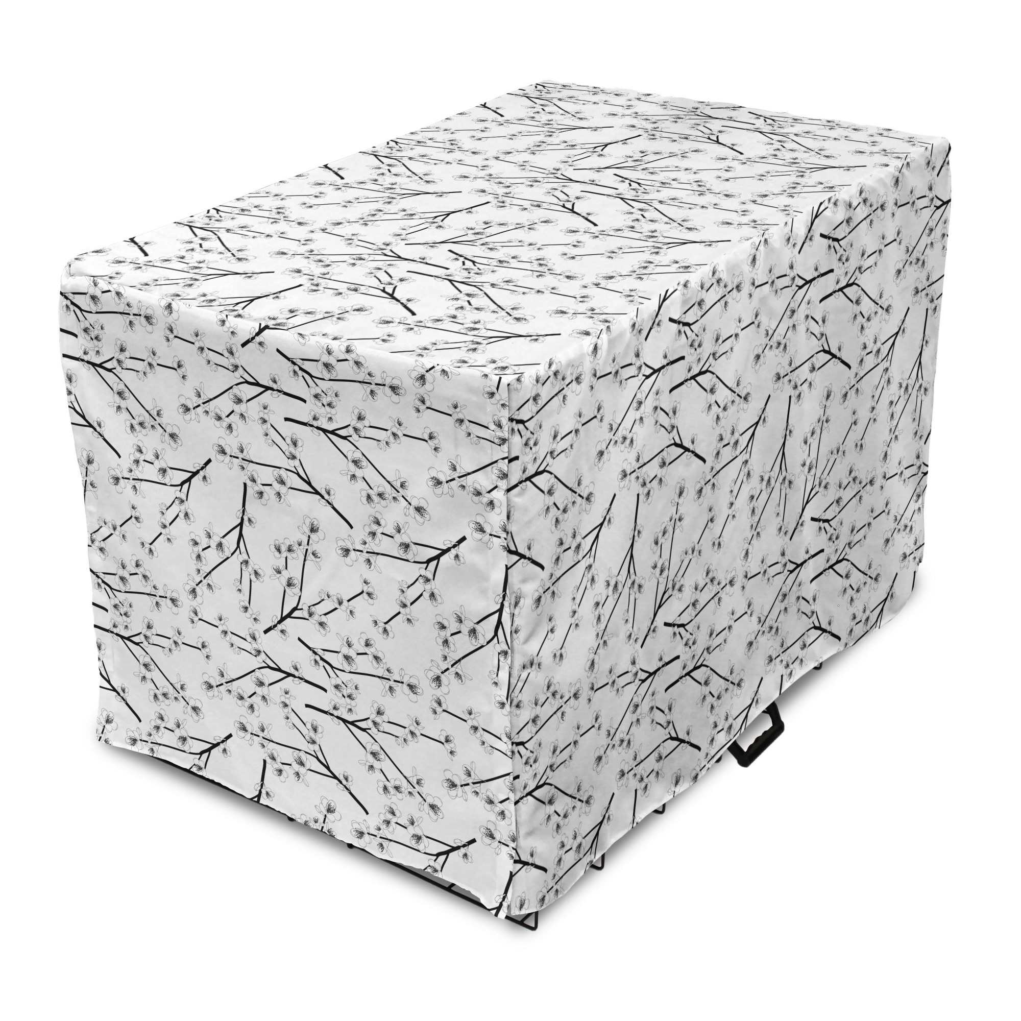 Floral Dog Crate Cover, Delicate Cherry Blossom Branches Japanese ...