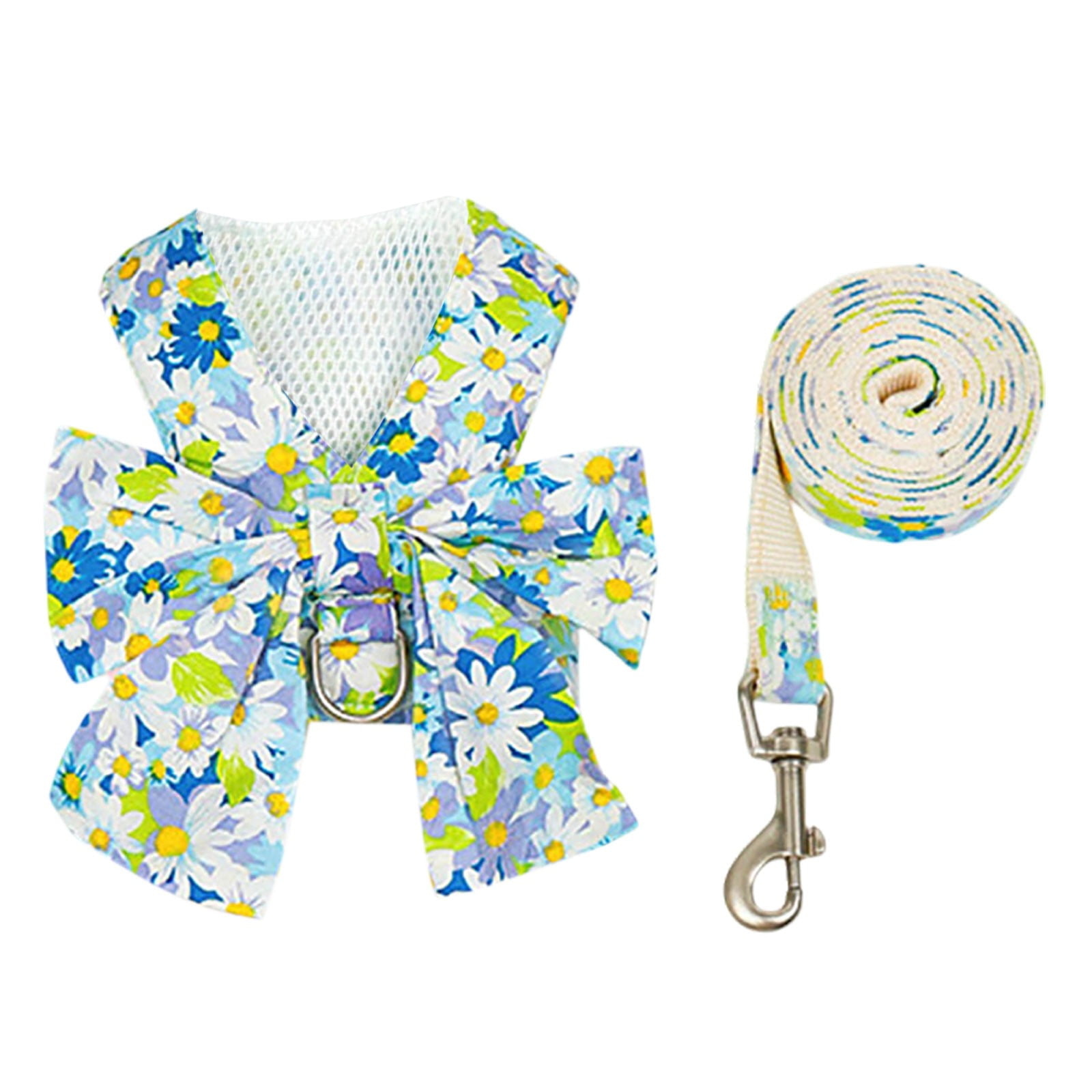 Floral Dog Harness & Leash Set for Small Dogs - No-Pull Daisy Pet ...