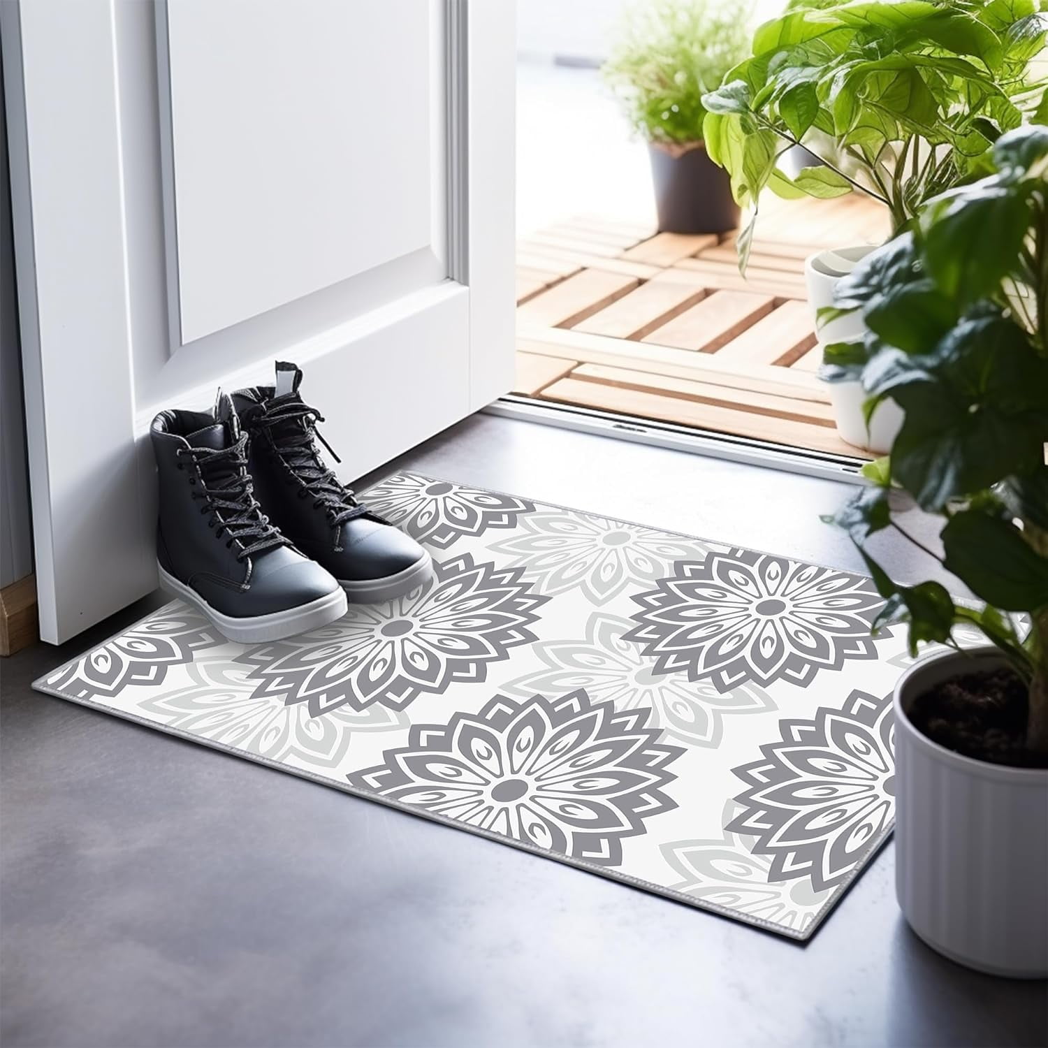 Floral Door Mat, 20"x32" Door Runners for Hallways, Floor Mat with ...