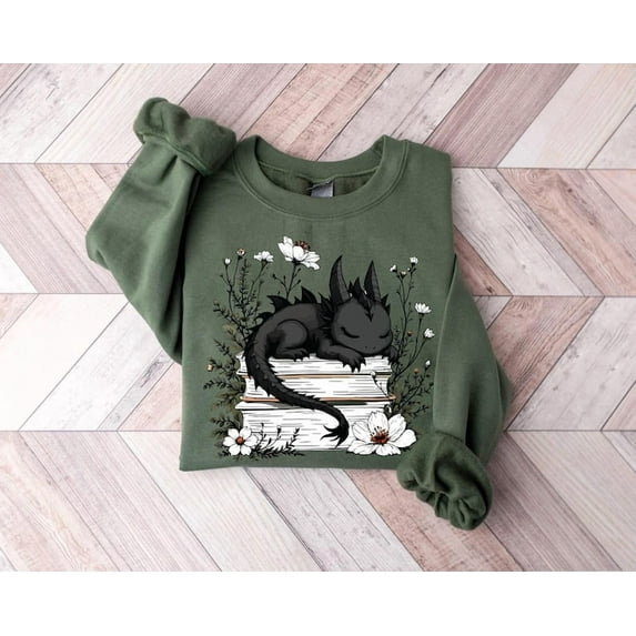Floral Dragon Book Sweatshirt | Fantasy Bookworm Sweater | Bookish ...