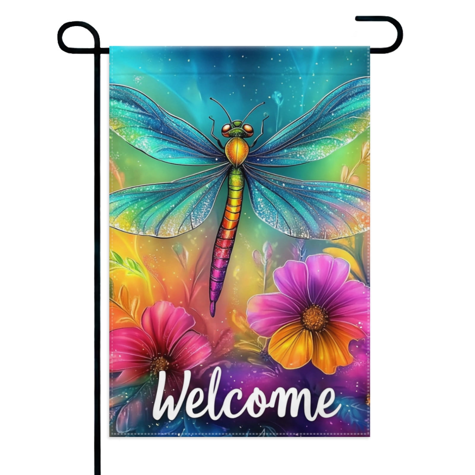 Floral Dragonfly Garden Flags 12×18 Inch Double Sided Decorative Yard ...
