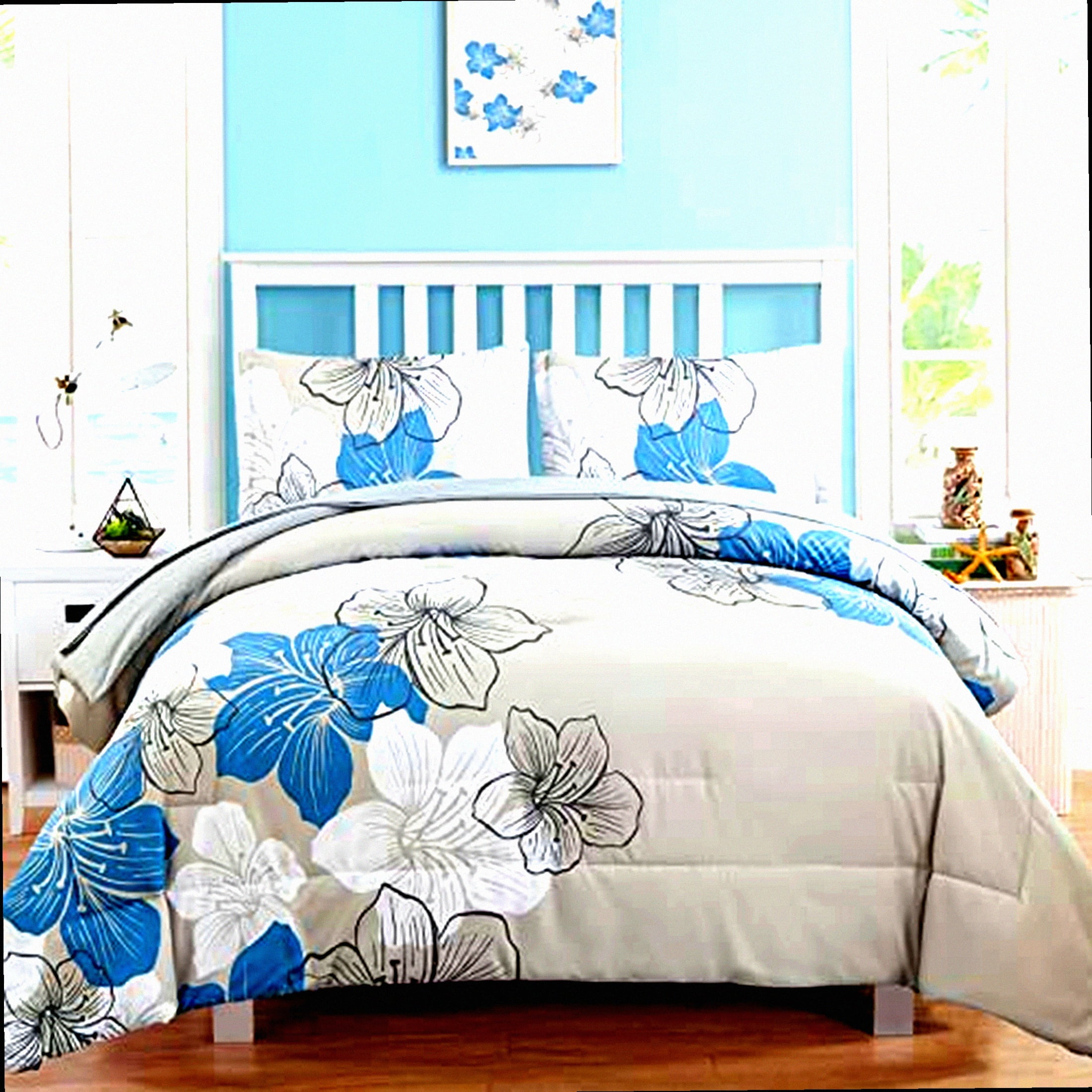 Floral Dream 6-Piece Twin Bedding Set - Soft Microfiber Comforter & Sheet Set - All Seasons Bed ...