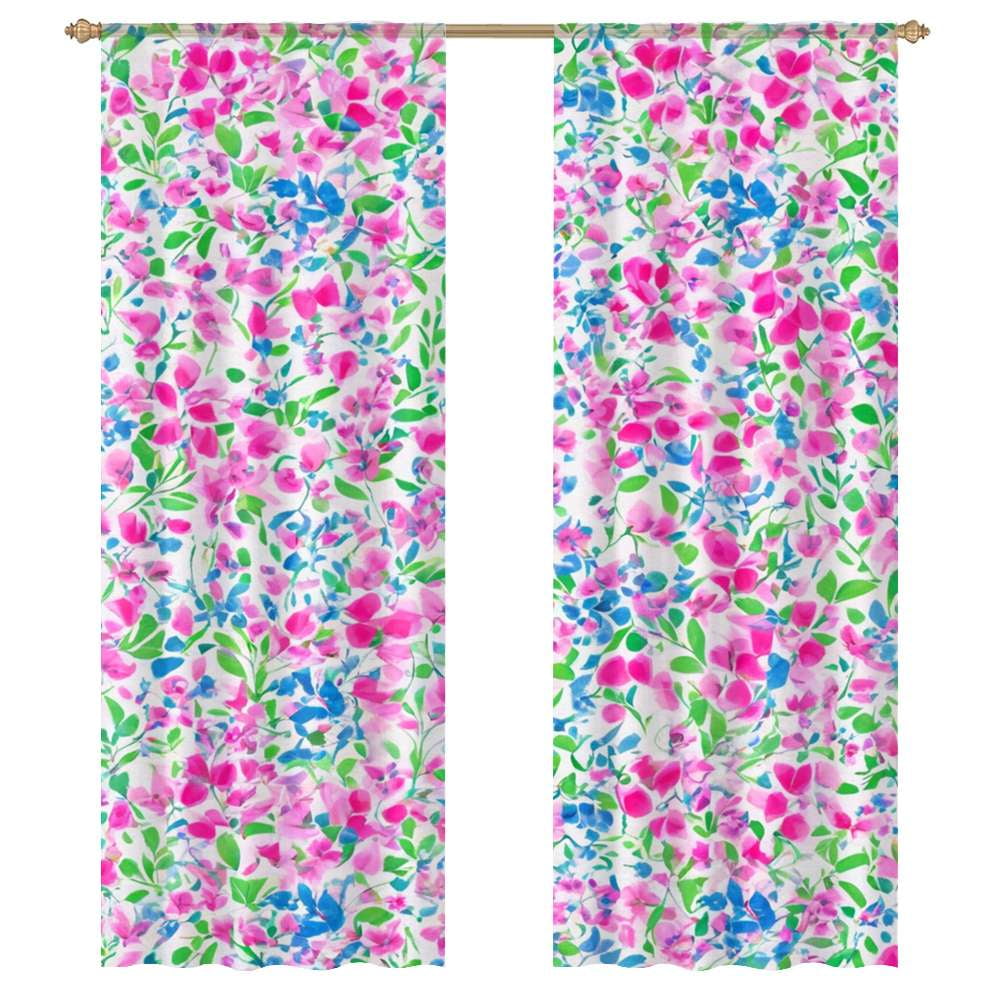 Floral Dream Garden Modern Tulle Window Curtains for Living Room Luxury ...