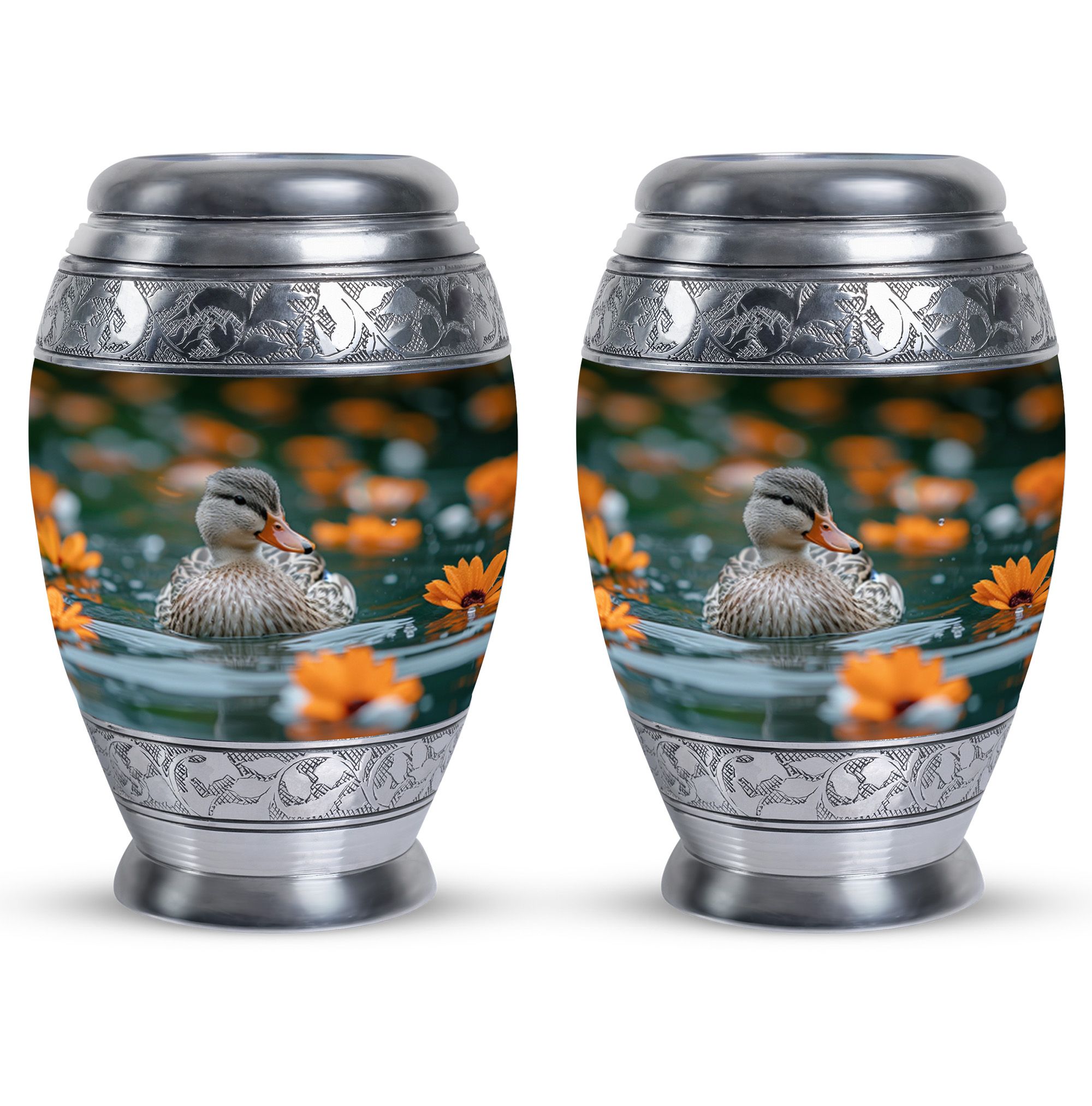 Floral Duck Reflection Urn For Human Ashes Adult Female - Cremation ...